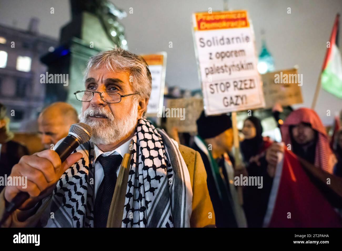 The Palestinian ambassador to Poland, Mahmoud Khalifa speaks during the ...