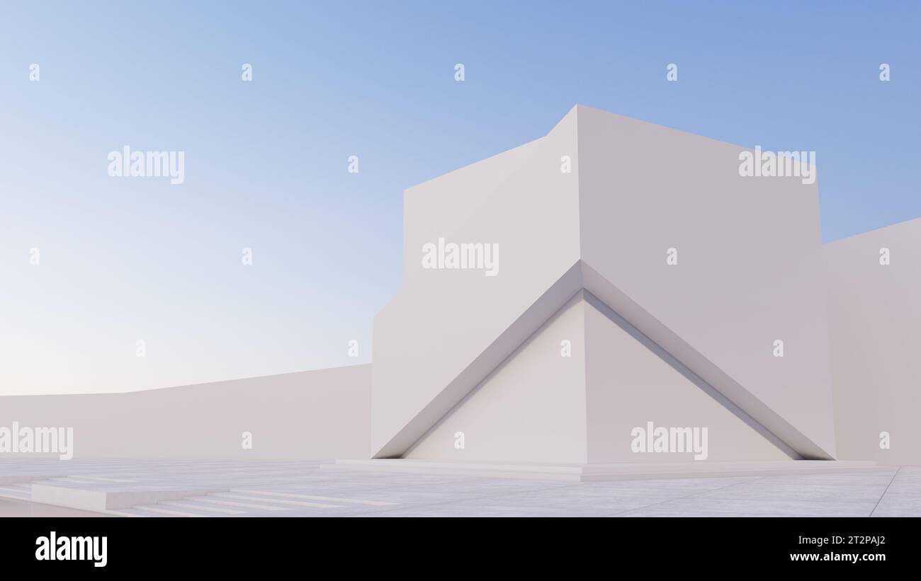 Abstract futuristic architecture design transparent cube shape, with ...