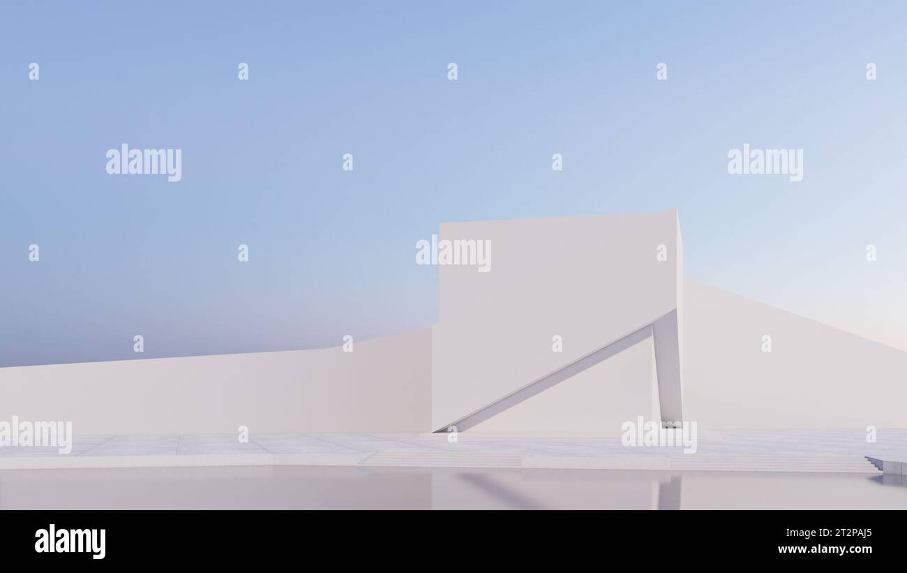 Abstract futuristic architecture design transparent cube shape, with ...