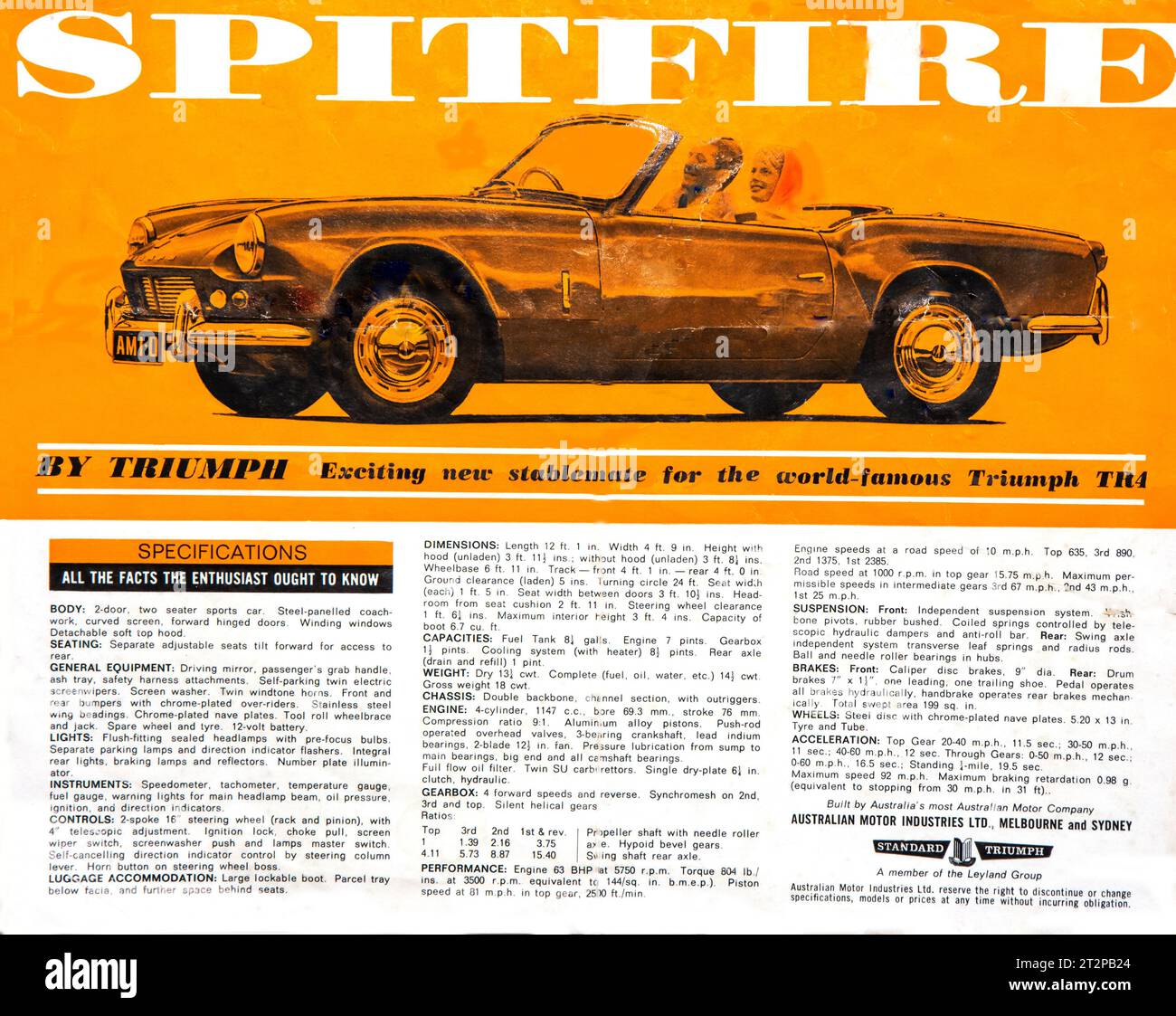 Australian 1962 Advertising Leaflet, lightly soiled, for the Triumph ...