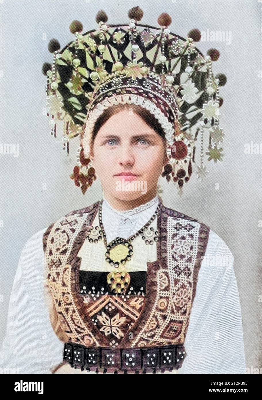 Norwegian girl in bridal dress Stock Photo - Alamy