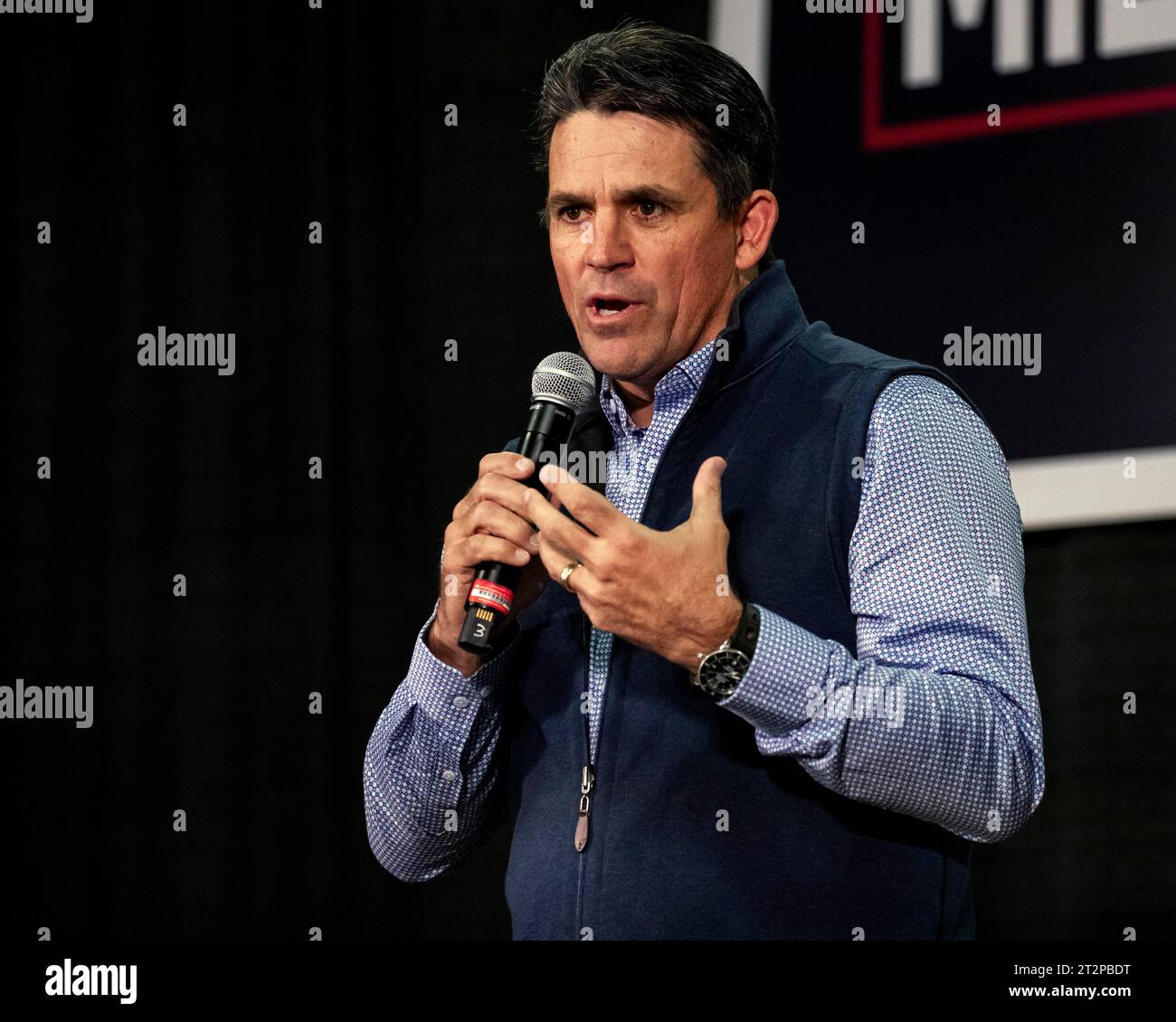 Pastor Ryan Binkley speaks during U.S. Rep. Mariannette Miller-Meeks ...