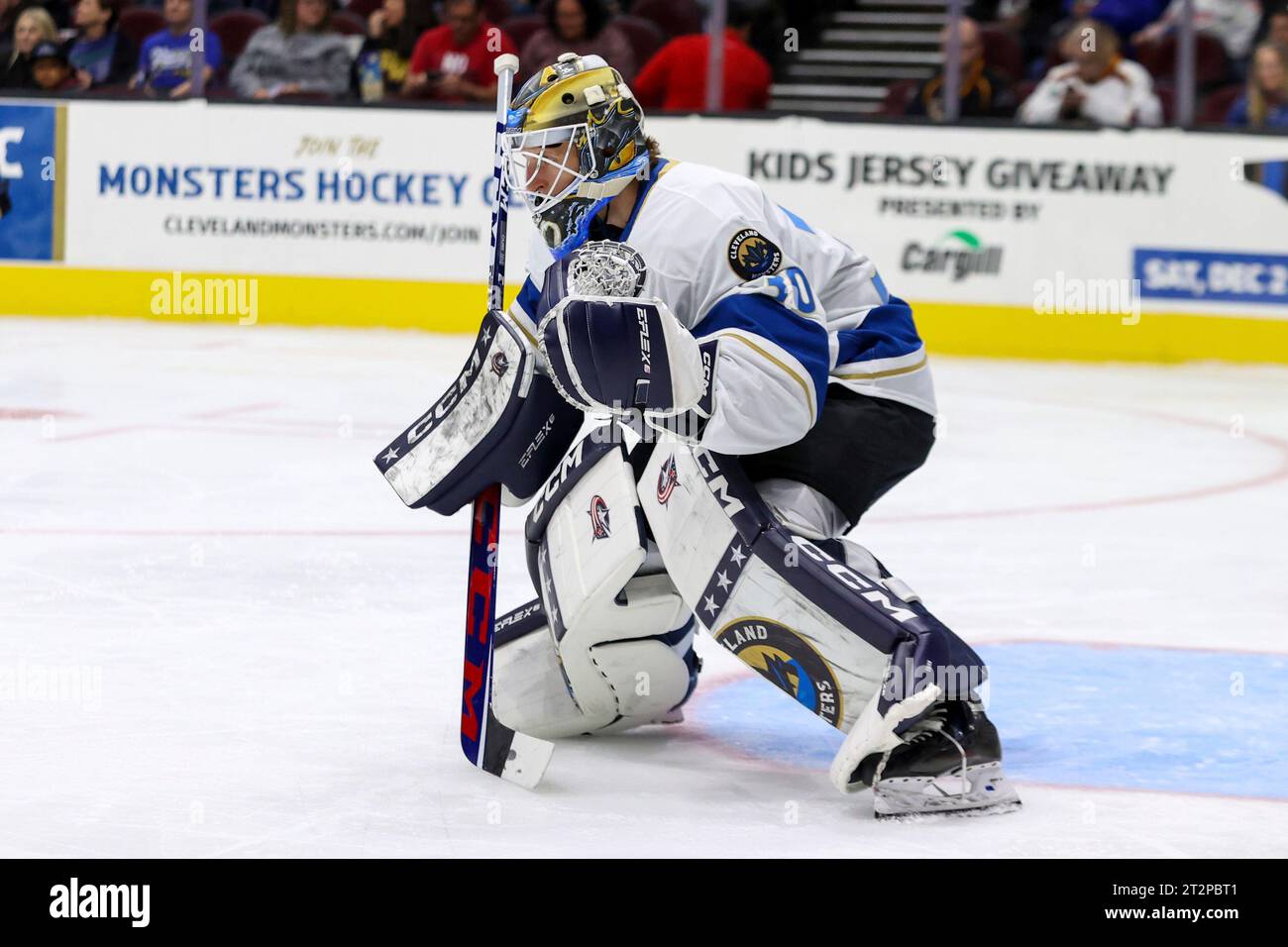 CLEVELAND, OH - OCTOBER 20: Cleveland Monsters goalie Pavel Cajan (30 ...