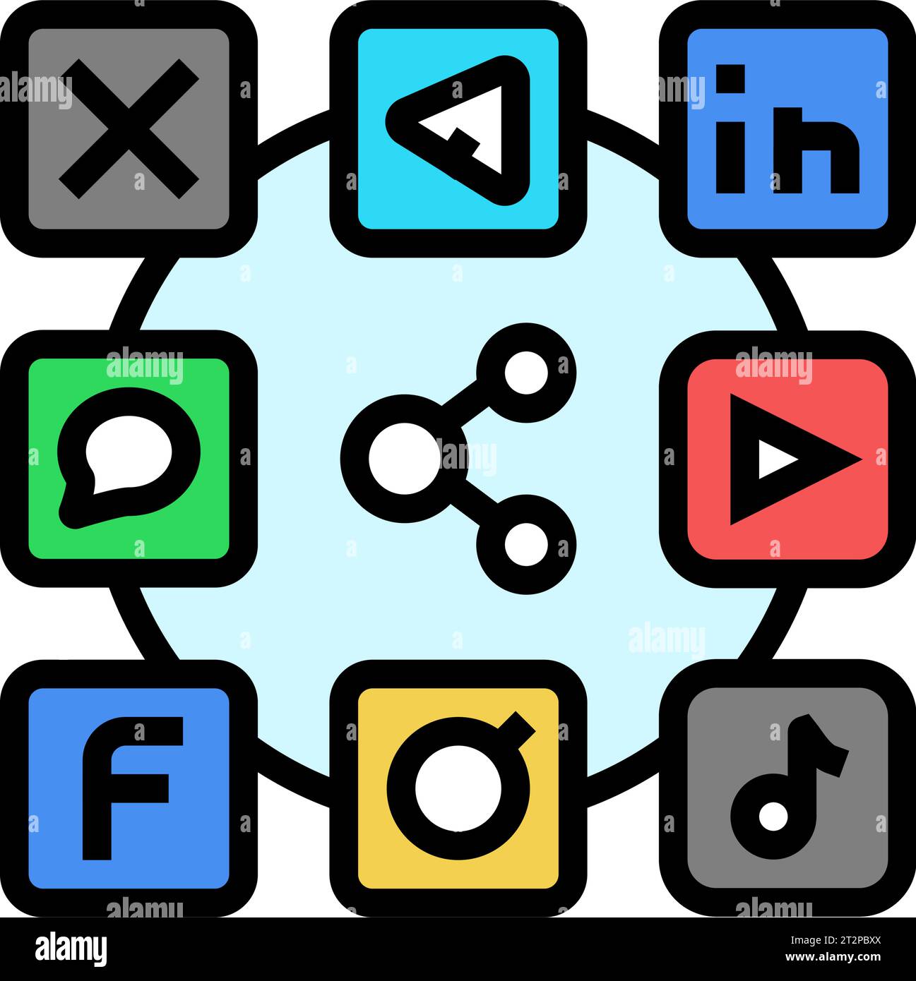 social media icons color icon vector illustration Stock Vector Image ...