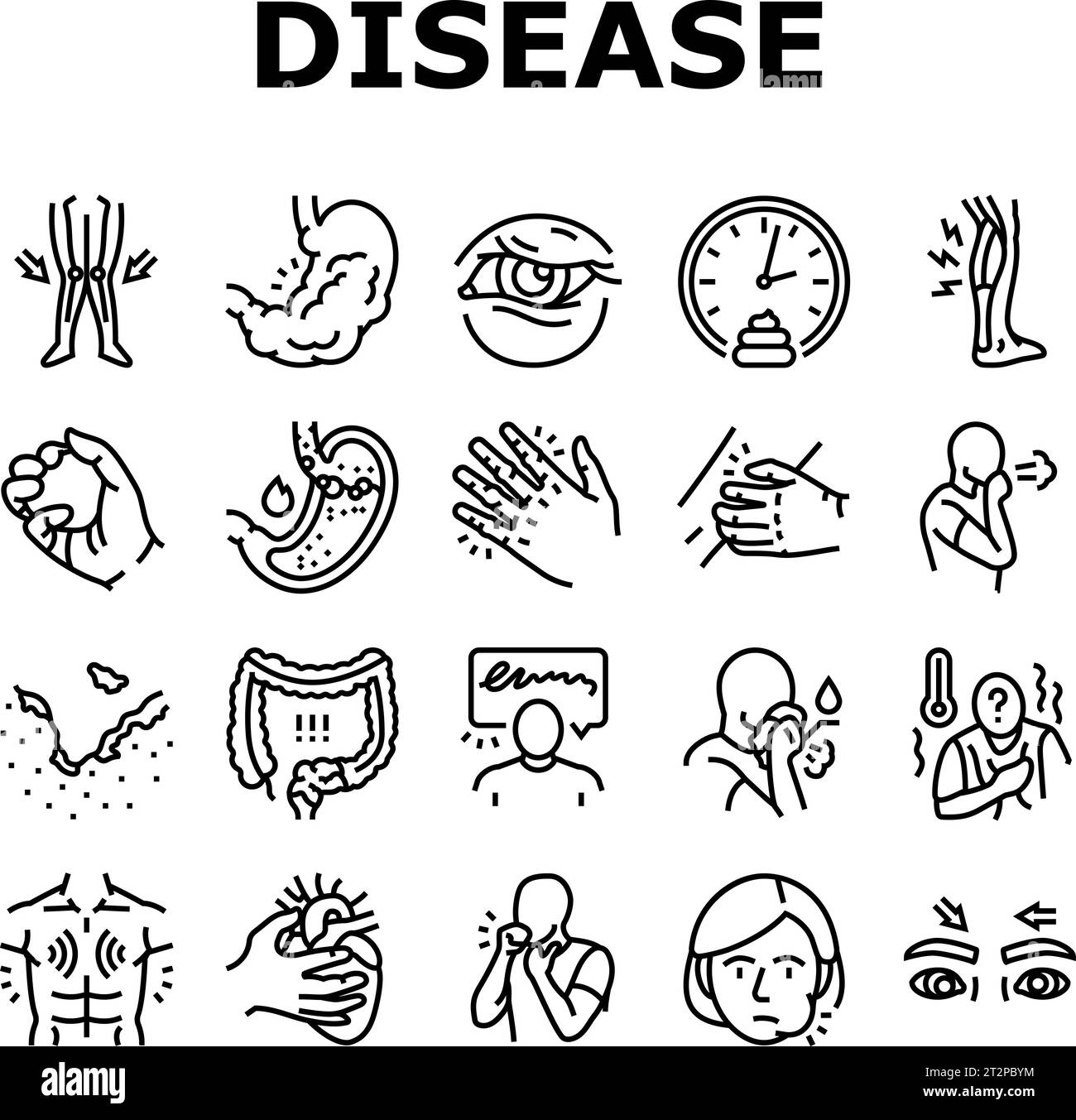 disease symptom health icons set vector Stock Vector Image & Art - Alamy
