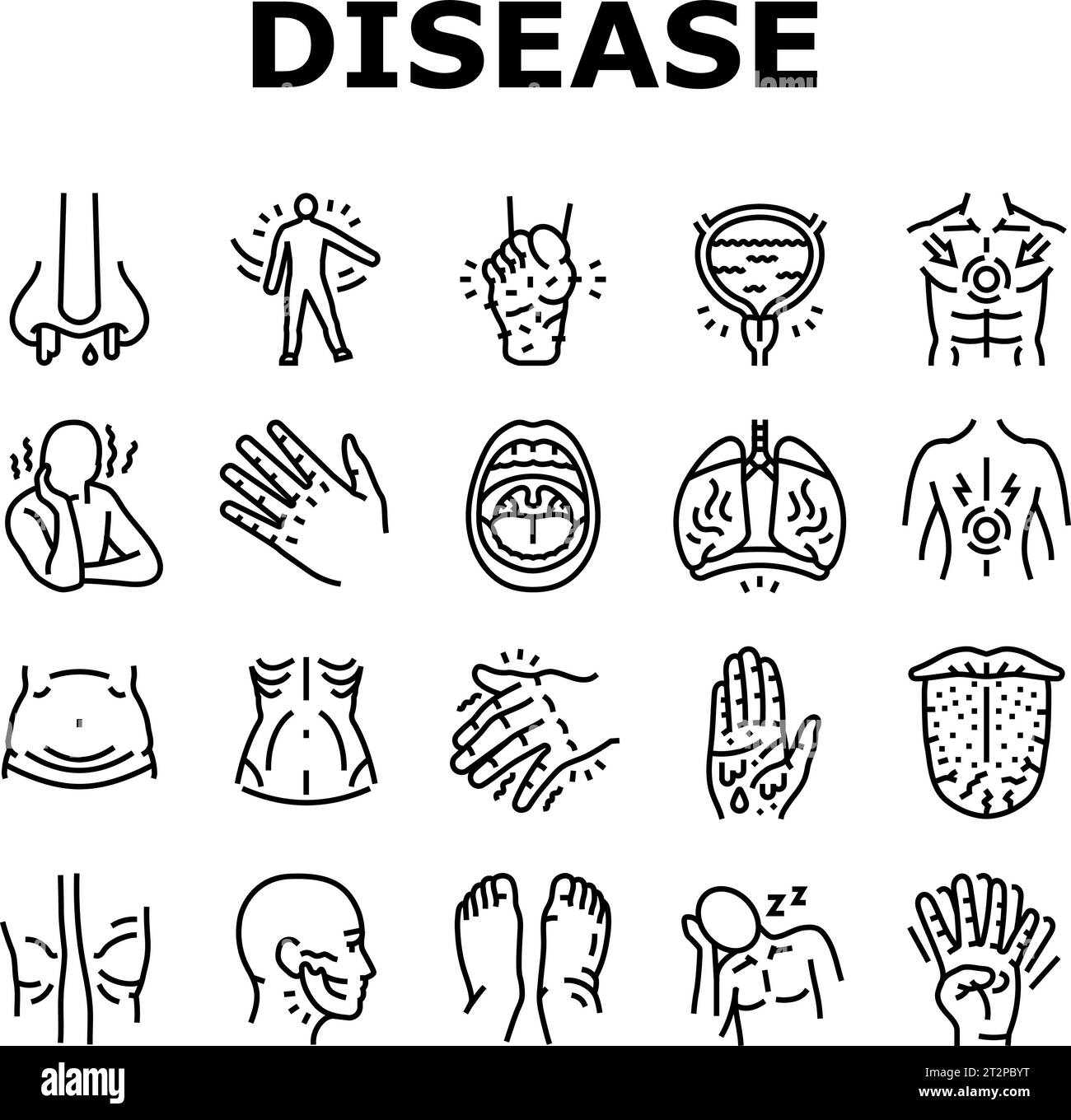 disease symptom health icons set vector Stock Vector Image & Art - Alamy