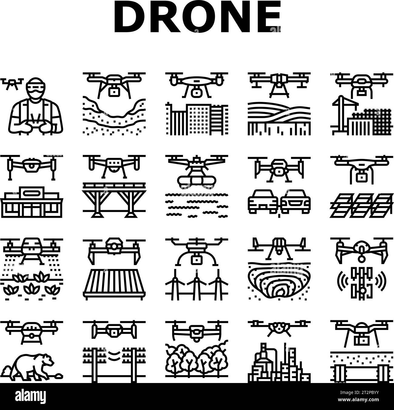 drone commercial use icons set vector Stock Vector Image & Art - Alamy