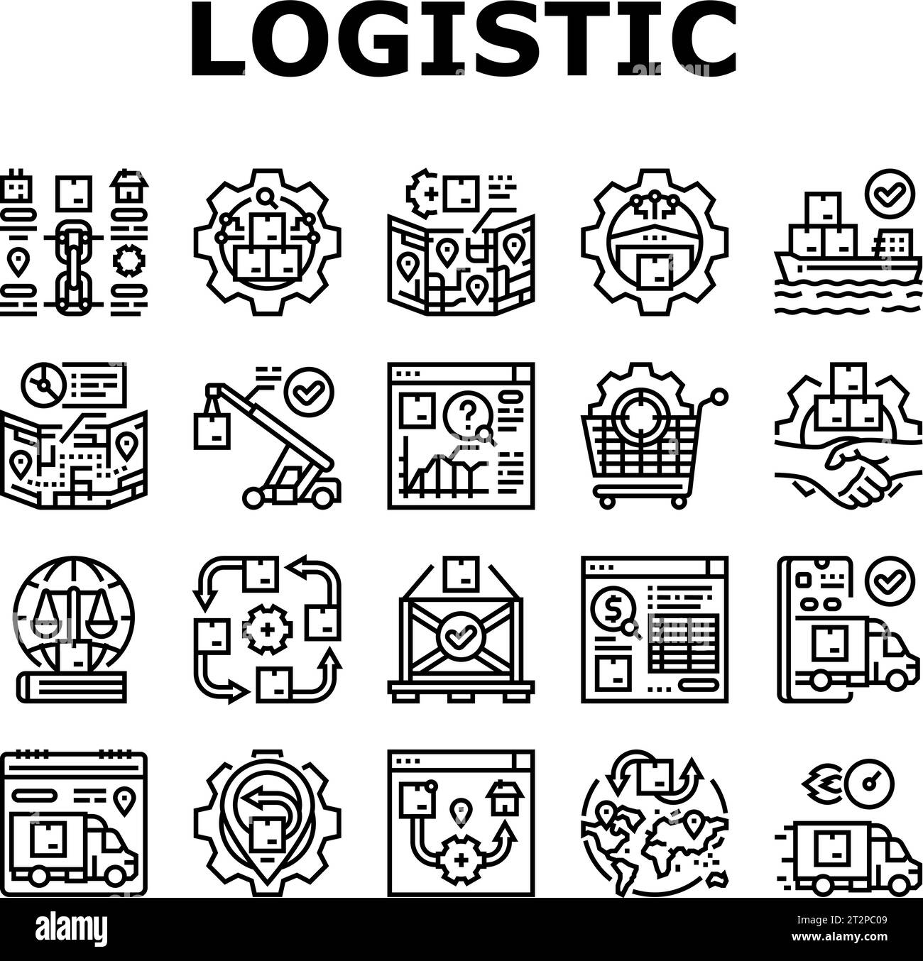 logistics manager warehouse icons set vector Stock Vector Image & Art ...