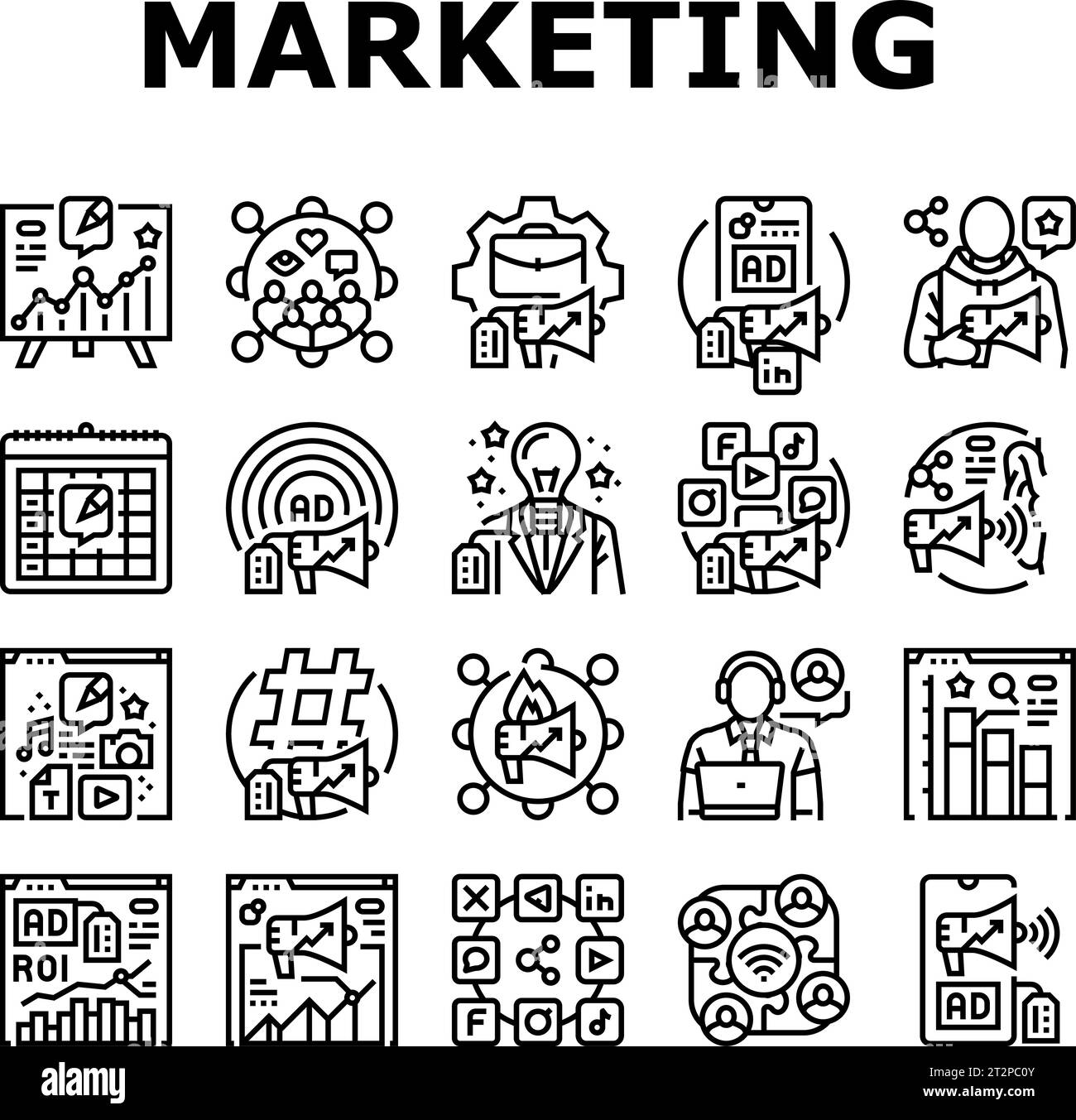 social media marketing icons set vector Stock Vector Image & Art - Alamy