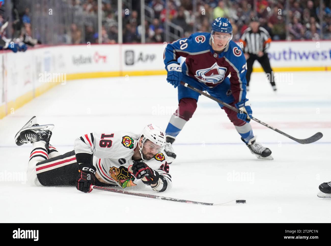 Chicago Blackhawks center Jason Dickinson (16) and Colorado Avalanche ...