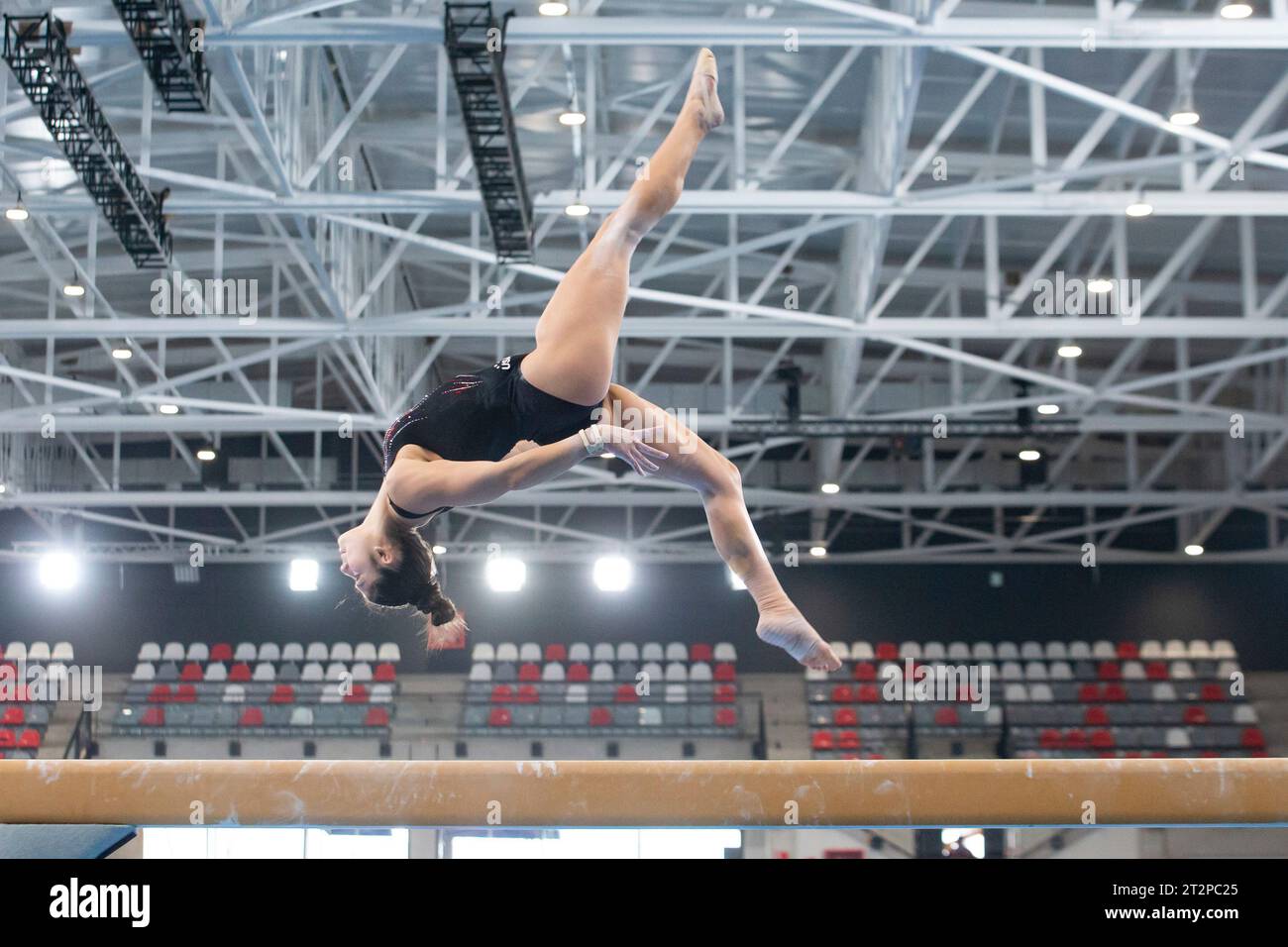 October 19, 2023: Kayla Dicello of United States performs on the beam ...