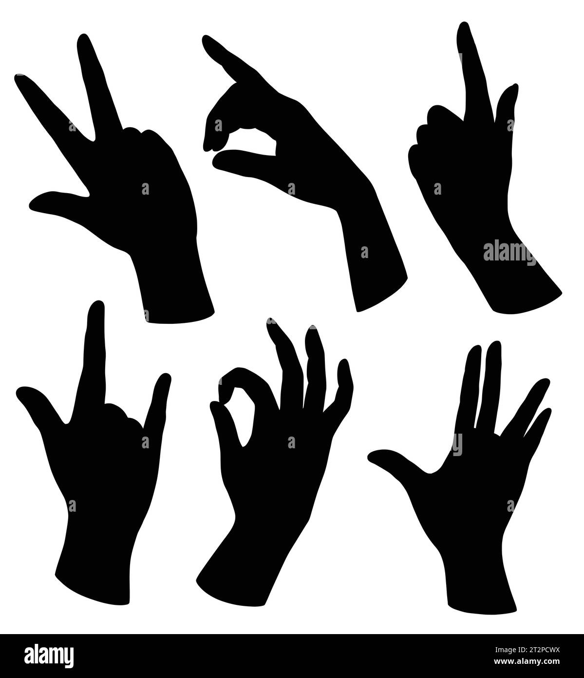 hand sign and symbol fingers gesture silhouette Stock Vector Image ...