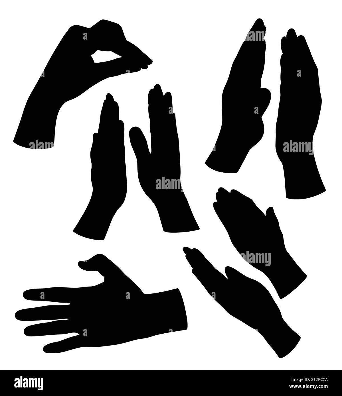 hand sign and symbol fingers gesture silhouette Stock Vector Image ...