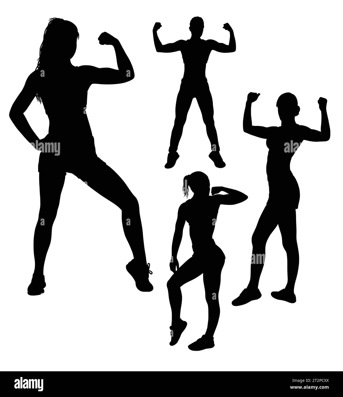 beautiful strong girl bodybuilder showing her muscle pose silhouette ...