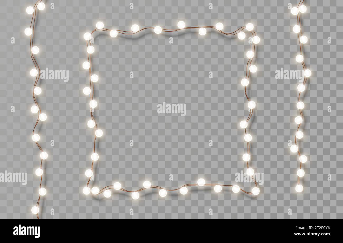 Electric garlands with white circle light bulbs. Christmas lights ...