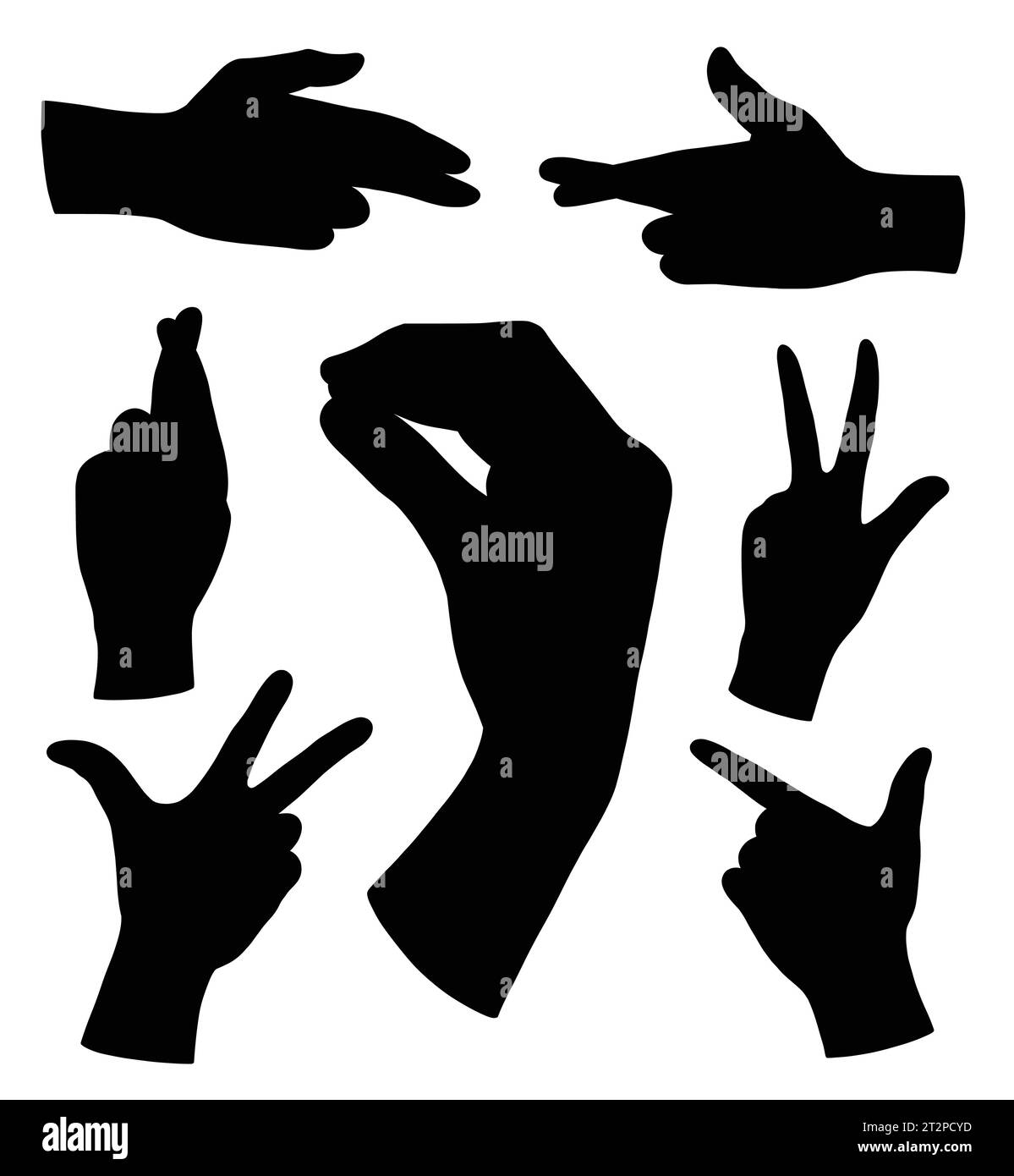 hand sign and symbol fingers gesture silhouette Stock Vector Image ...