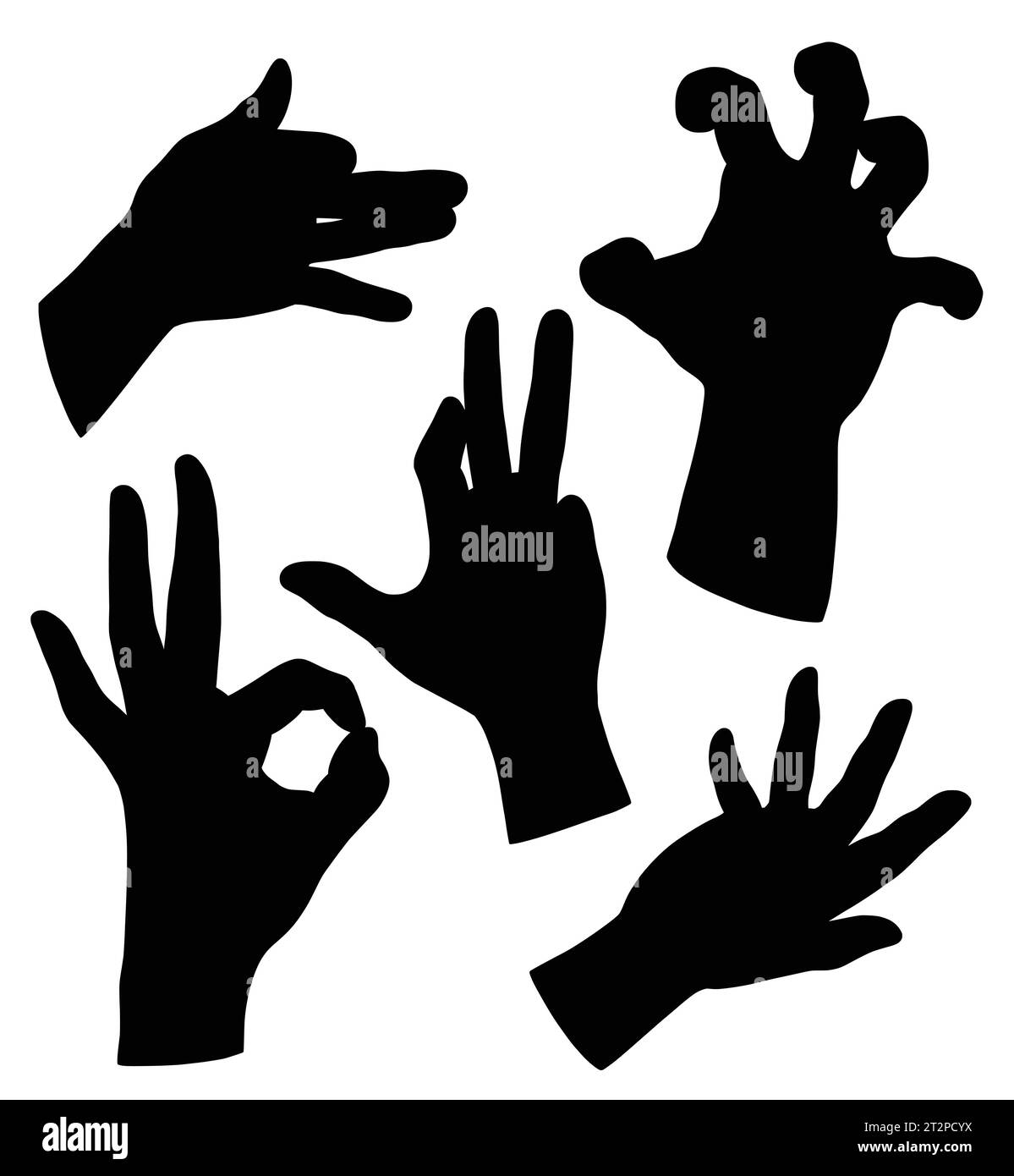 hand sign and symbol fingers gesture silhouette Stock Vector Image ...
