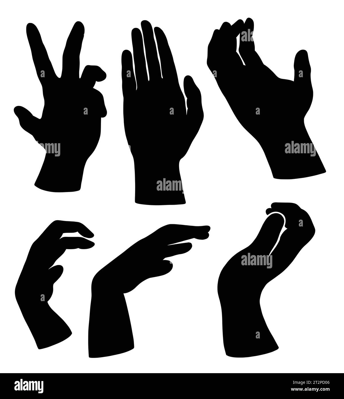 hand sign and symbol fingers gesture silhouette Stock Vector Image ...