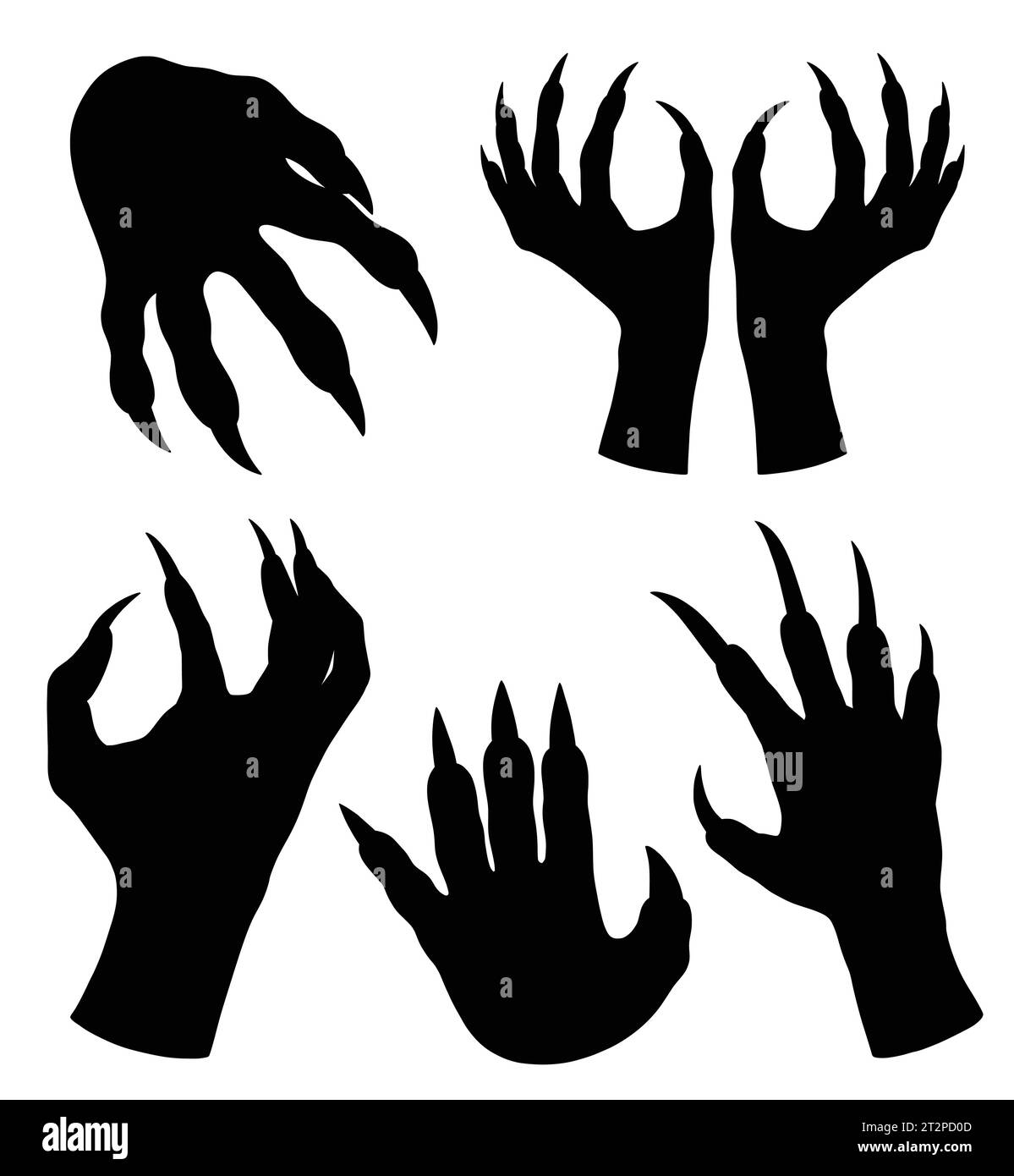 monster halloween hand sign and symbol fingers gesture silhouette Stock ...