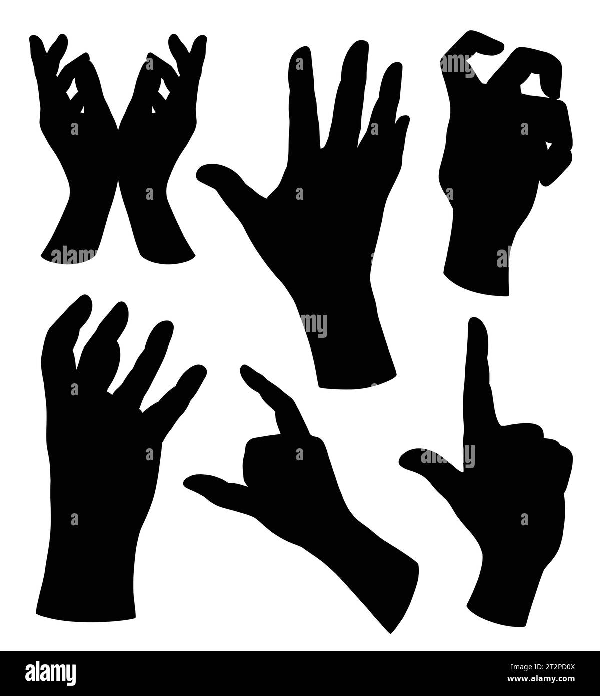 hand sign and symbol fingers gesture silhouette Stock Vector Image ...