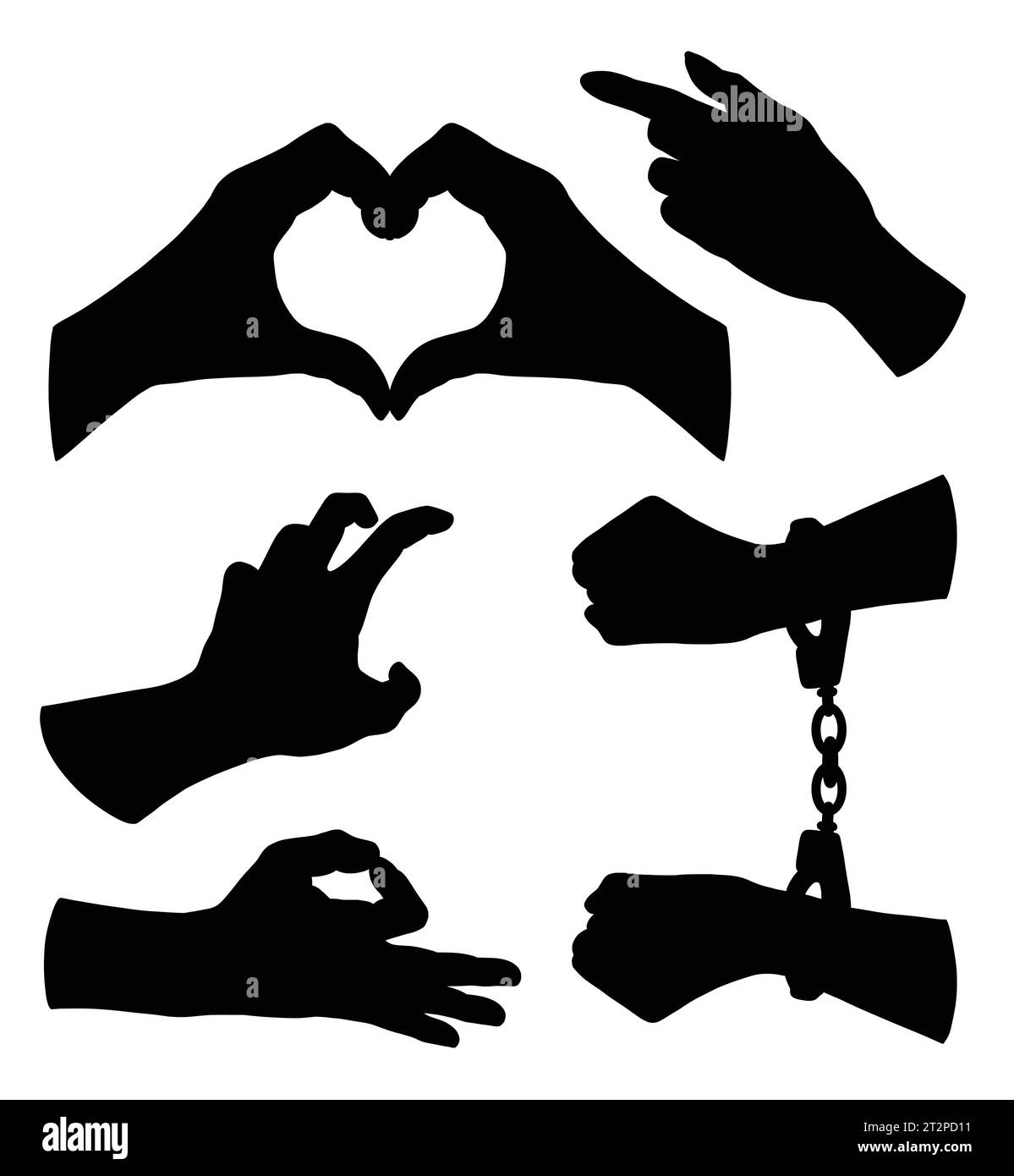 hand sign and symbol fingers gesture silhouette Stock Vector Image ...