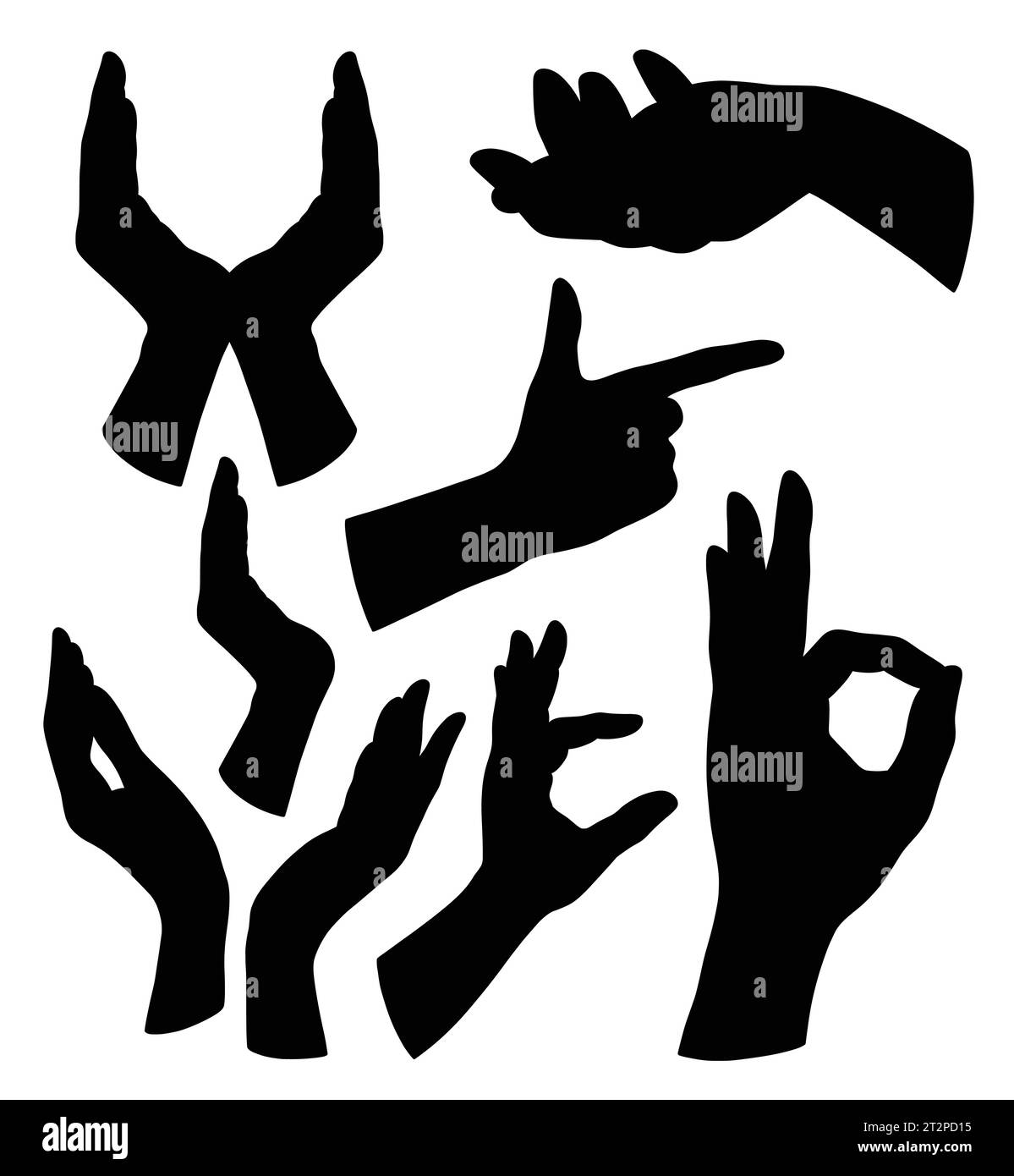 hand sign and symbol fingers gesture silhouette Stock Vector Image ...