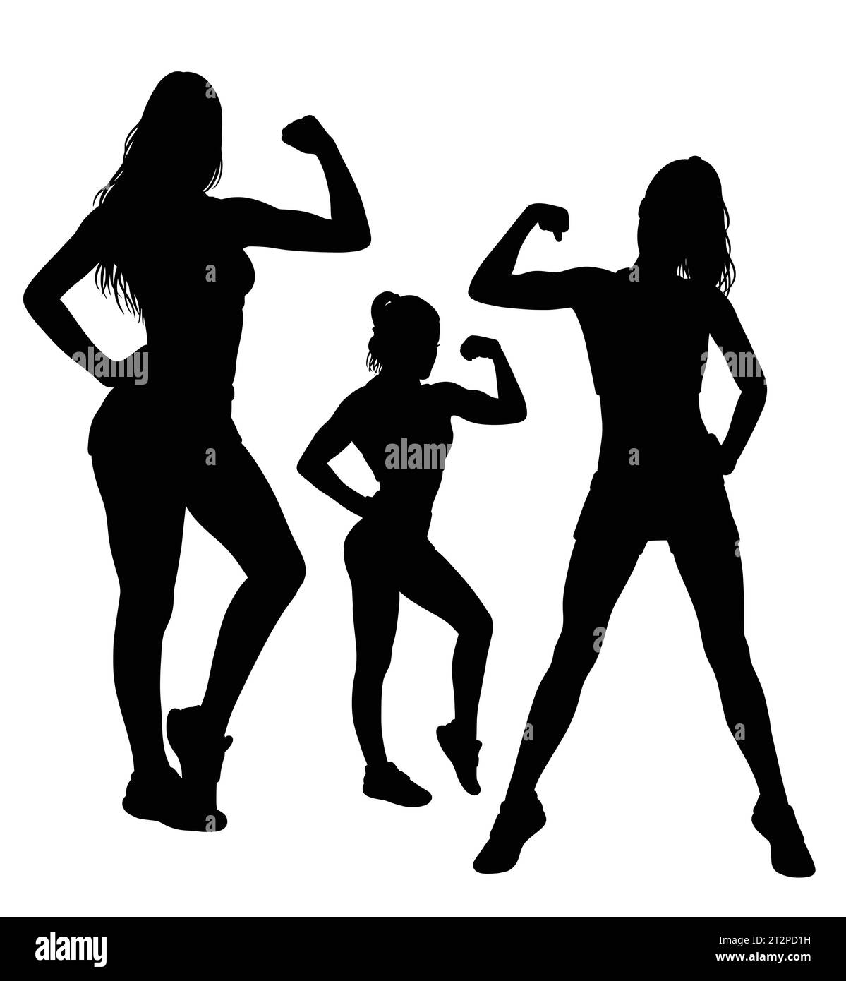 beautiful strong girl bodybuilder showing her muscle pose silhouette ...