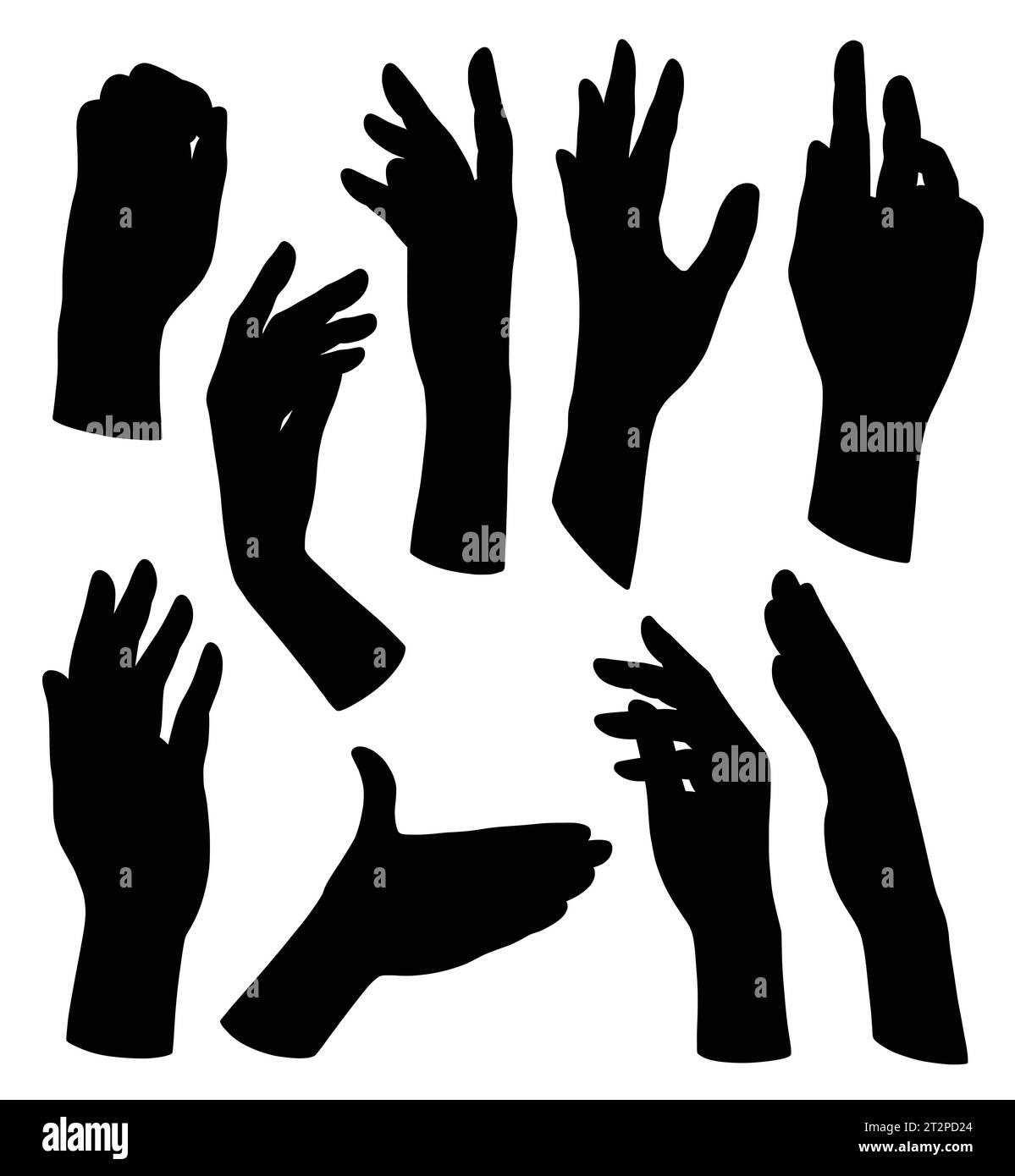 hand sign and symbol fingers gesture silhouette Stock Vector Image ...