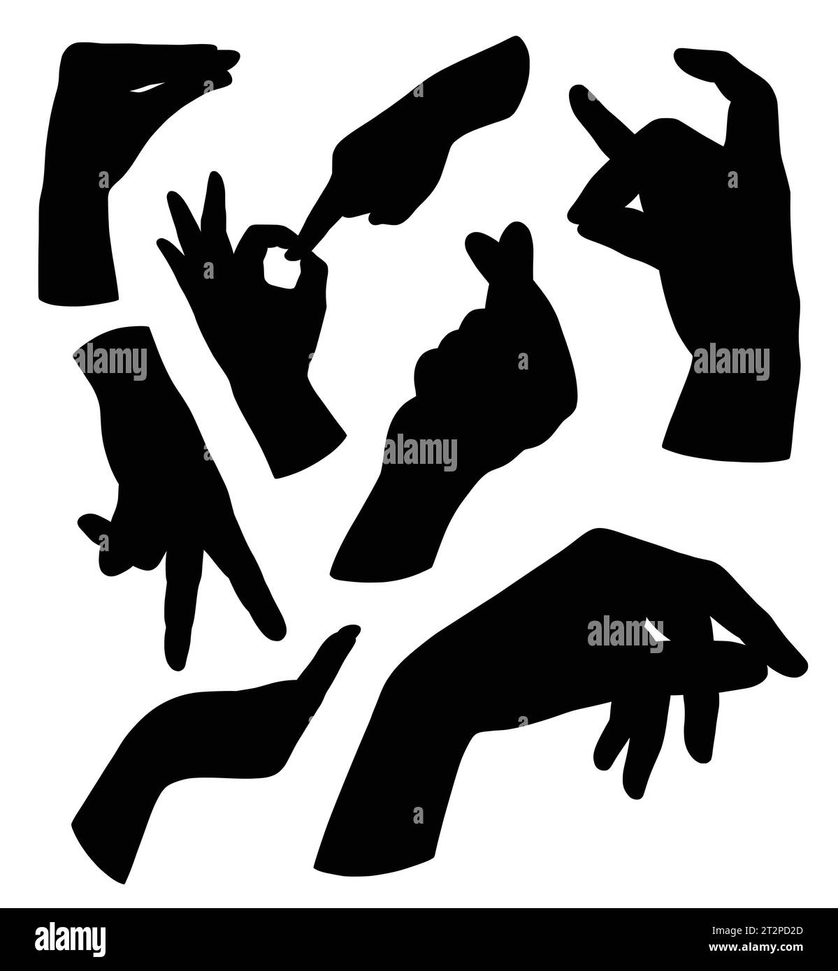 hand sign and symbol fingers gesture silhouette Stock Vector Image ...