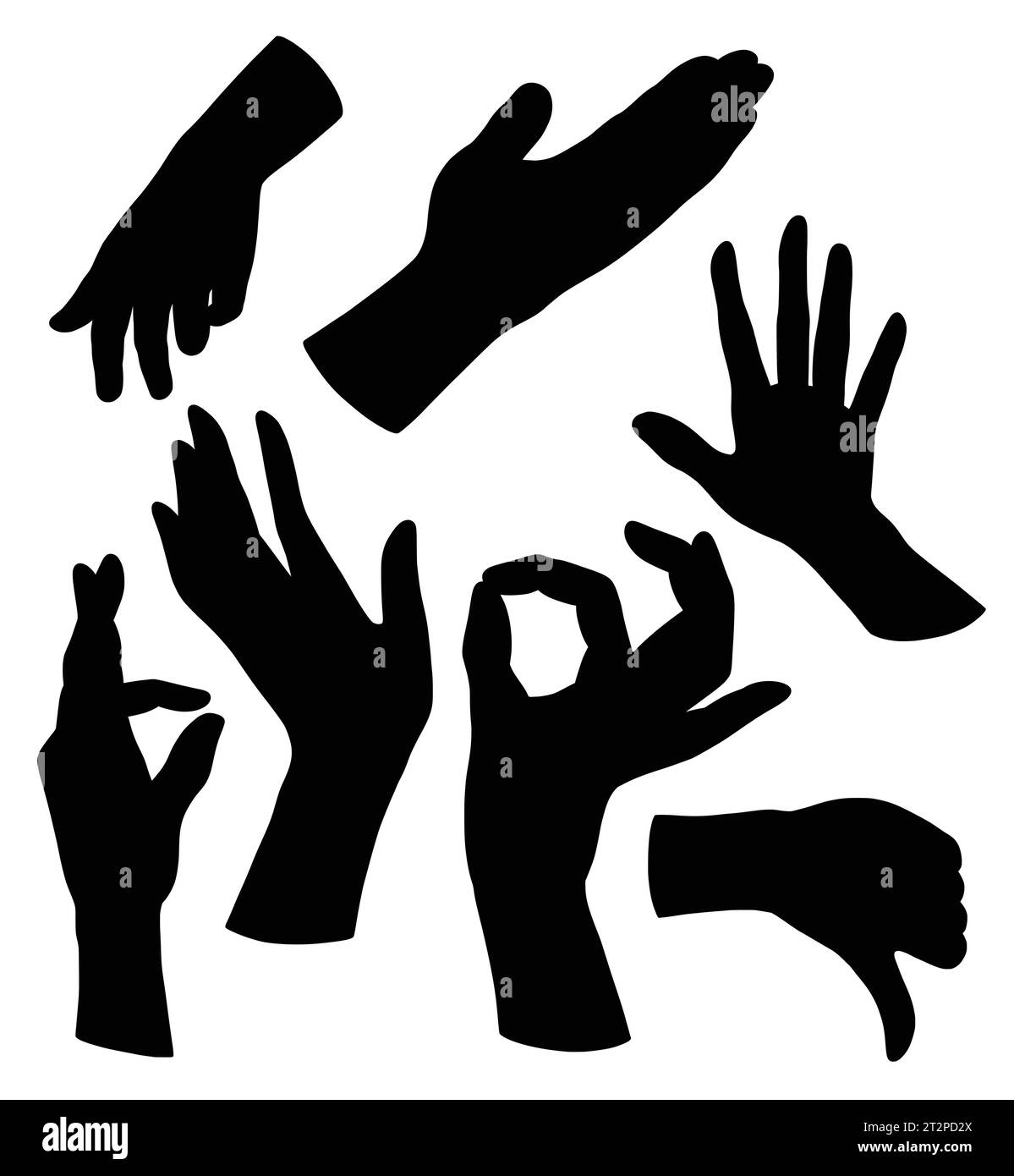 hand sign and symbol fingers gesture silhouette Stock Vector Image ...