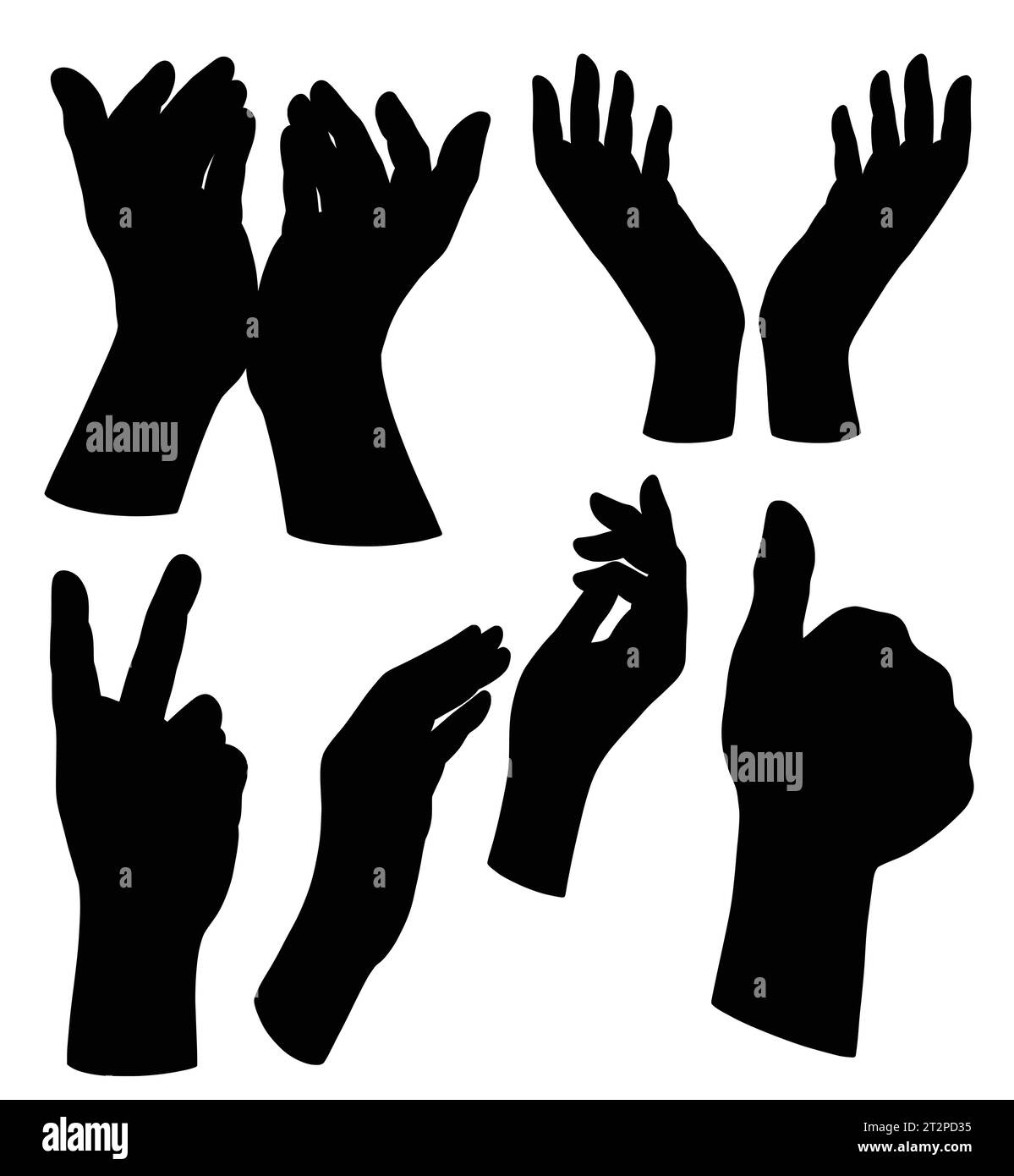 hand sign and symbol fingers gesture silhouette Stock Vector Image ...