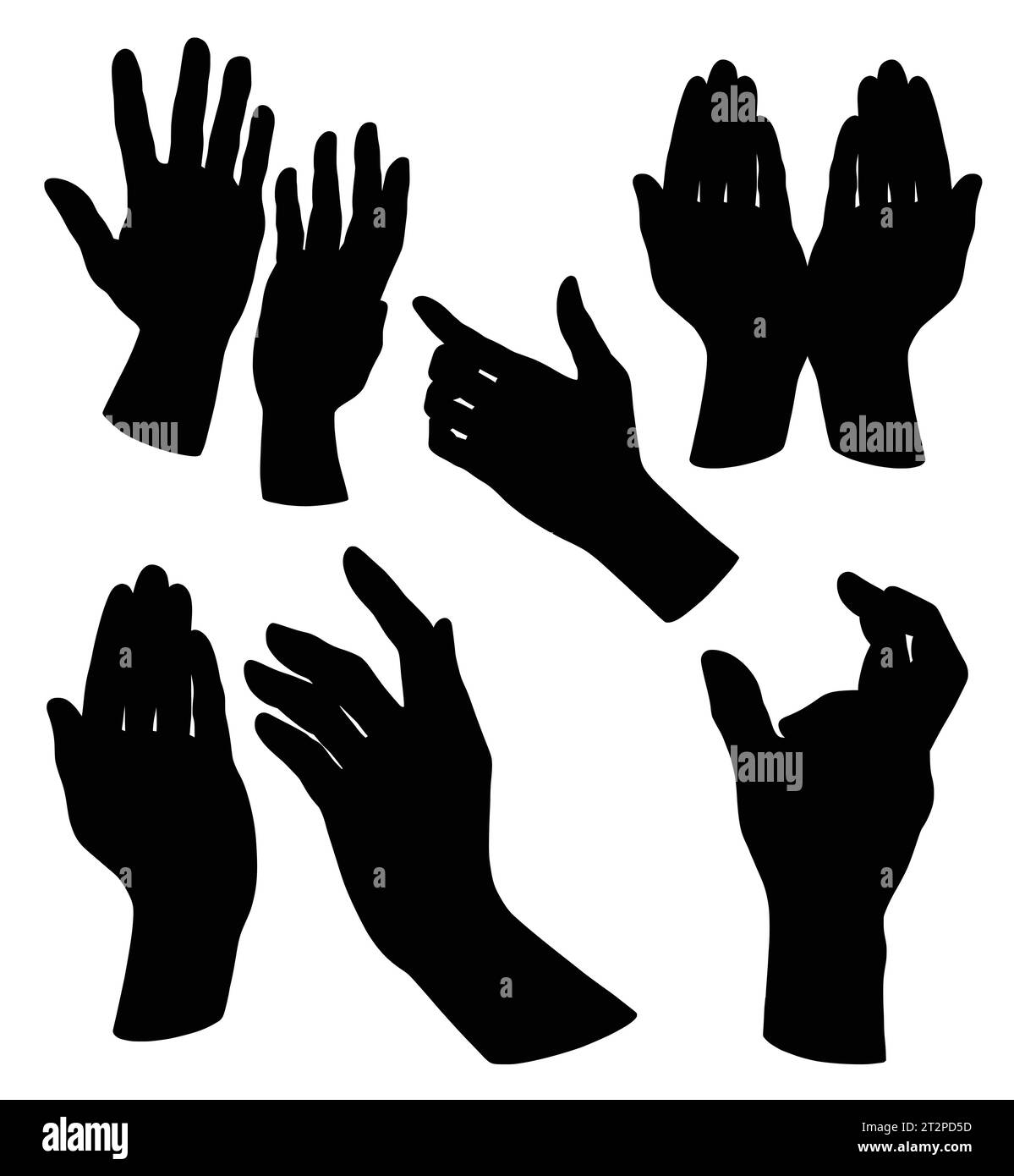 hand sign and symbol fingers gesture silhouette Stock Vector Image ...