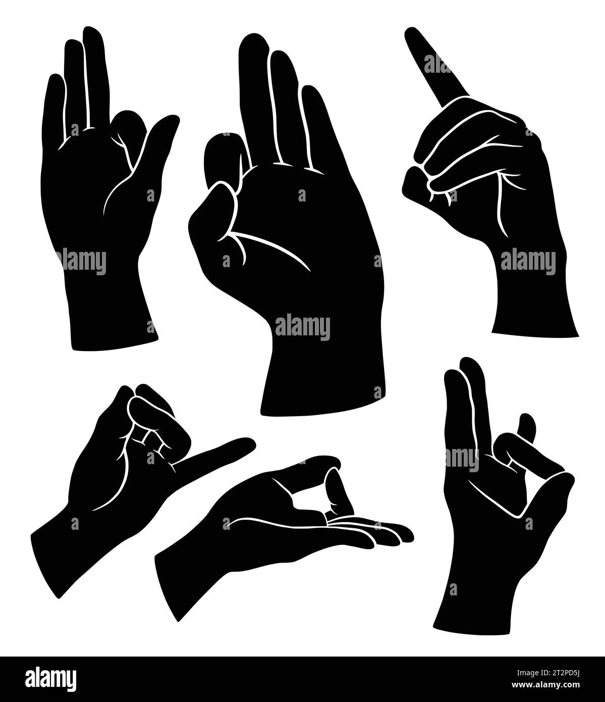 hand sign and symbol fingers gesture silhouette Stock Vector Image ...