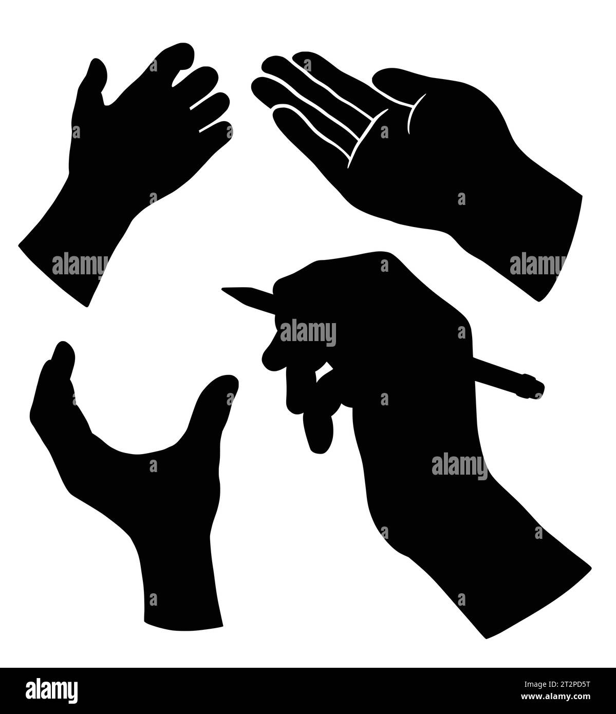 hand sign and symbol fingers gesture silhouette Stock Vector Image ...