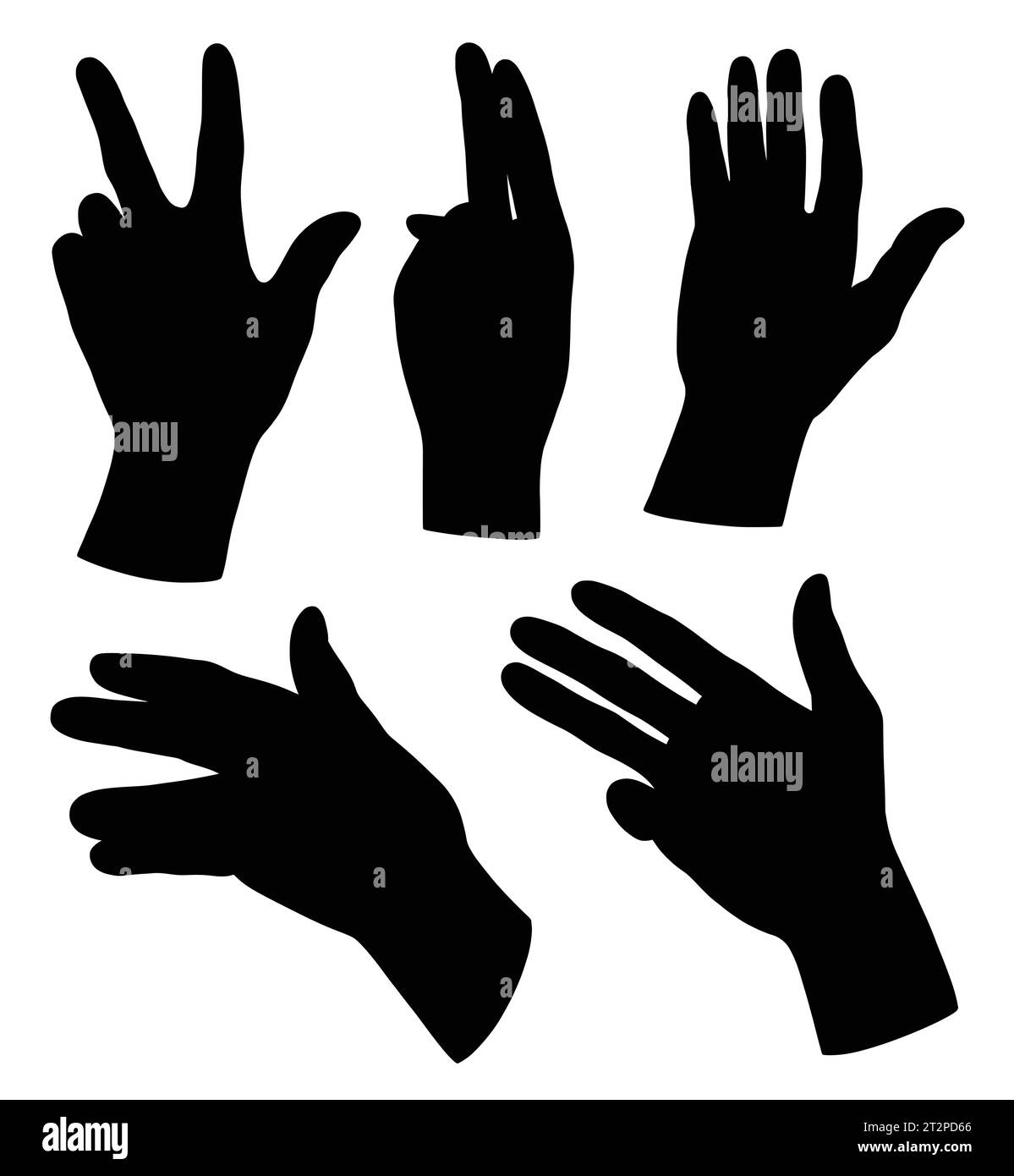 hand sign and symbol fingers gesture silhouette Stock Vector Image ...