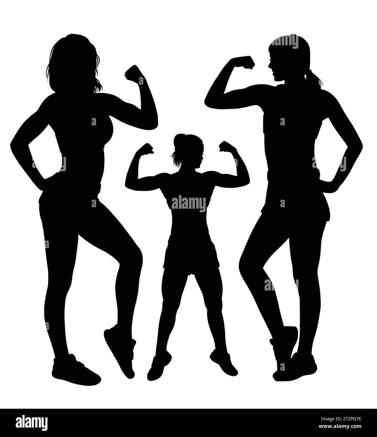 beautiful strong girl bodybuilder showing her muscle pose silhouette ...