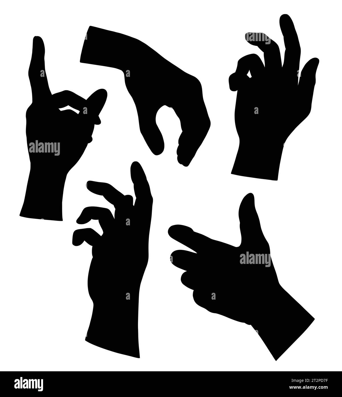 hand sign and symbol fingers gesture silhouette Stock Vector Image ...