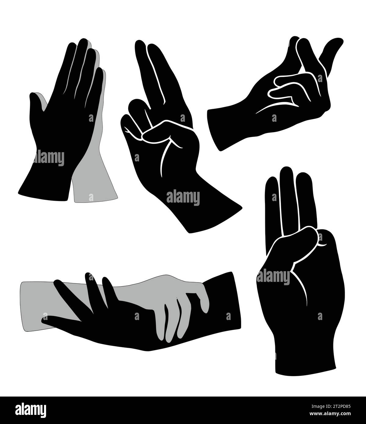 hand sign and symbol fingers gesture silhouette Stock Vector Image ...