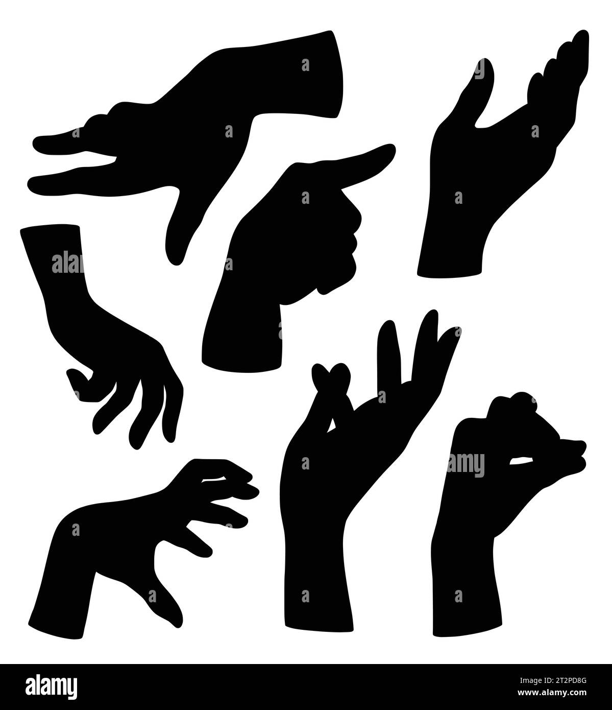 hand sign and symbol fingers gesture silhouette Stock Vector Image ...