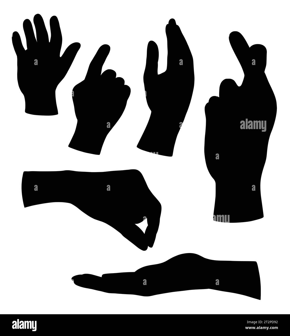 hand sign and symbol fingers gesture silhouette Stock Vector Image ...
