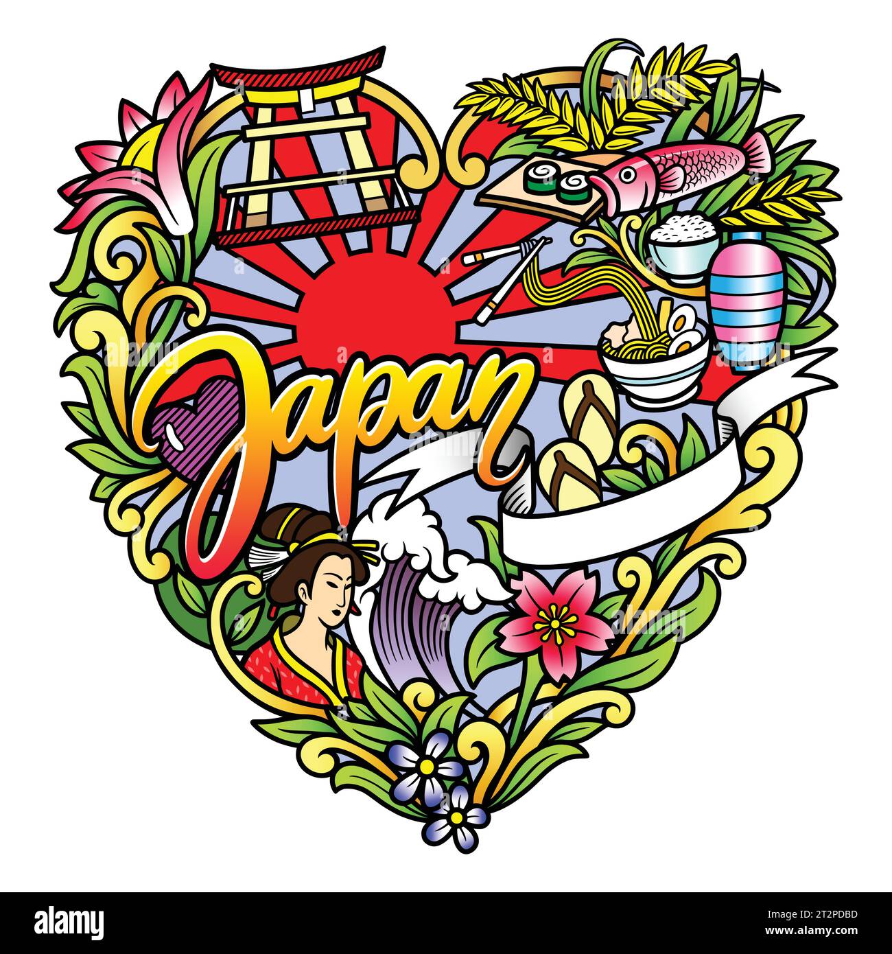 Japan badge doodle decoration design illustration Stock Vector Image ...