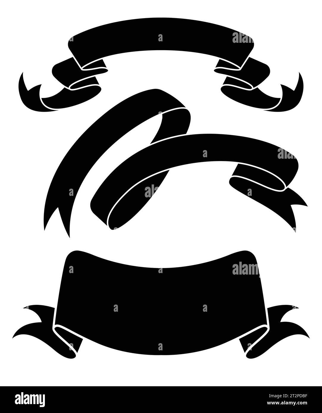 ribbon paper scroll label template silhouette illustration Stock Vector ...