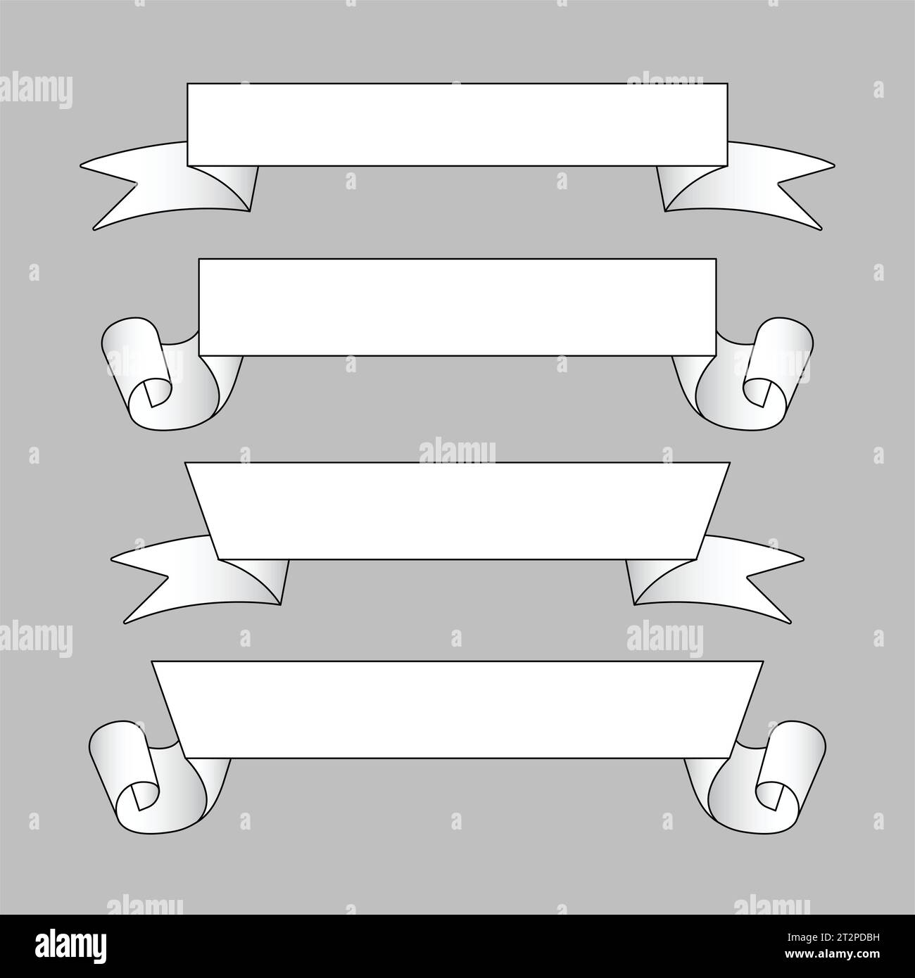 ribbon paper scroll label template silhouette illustration Stock Vector ...
