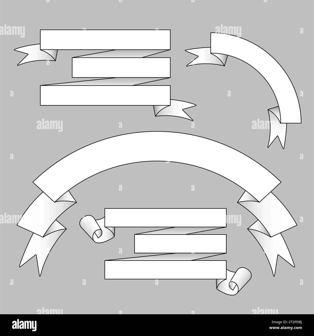 ribbon paper scroll label template silhouette illustration Stock Vector ...