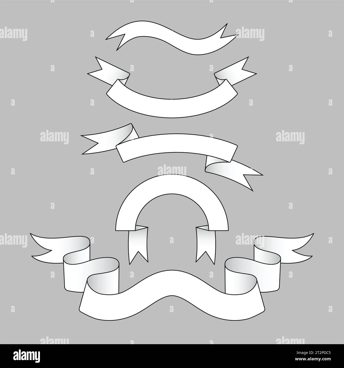 ribbon paper scroll label template silhouette illustration Stock Vector ...