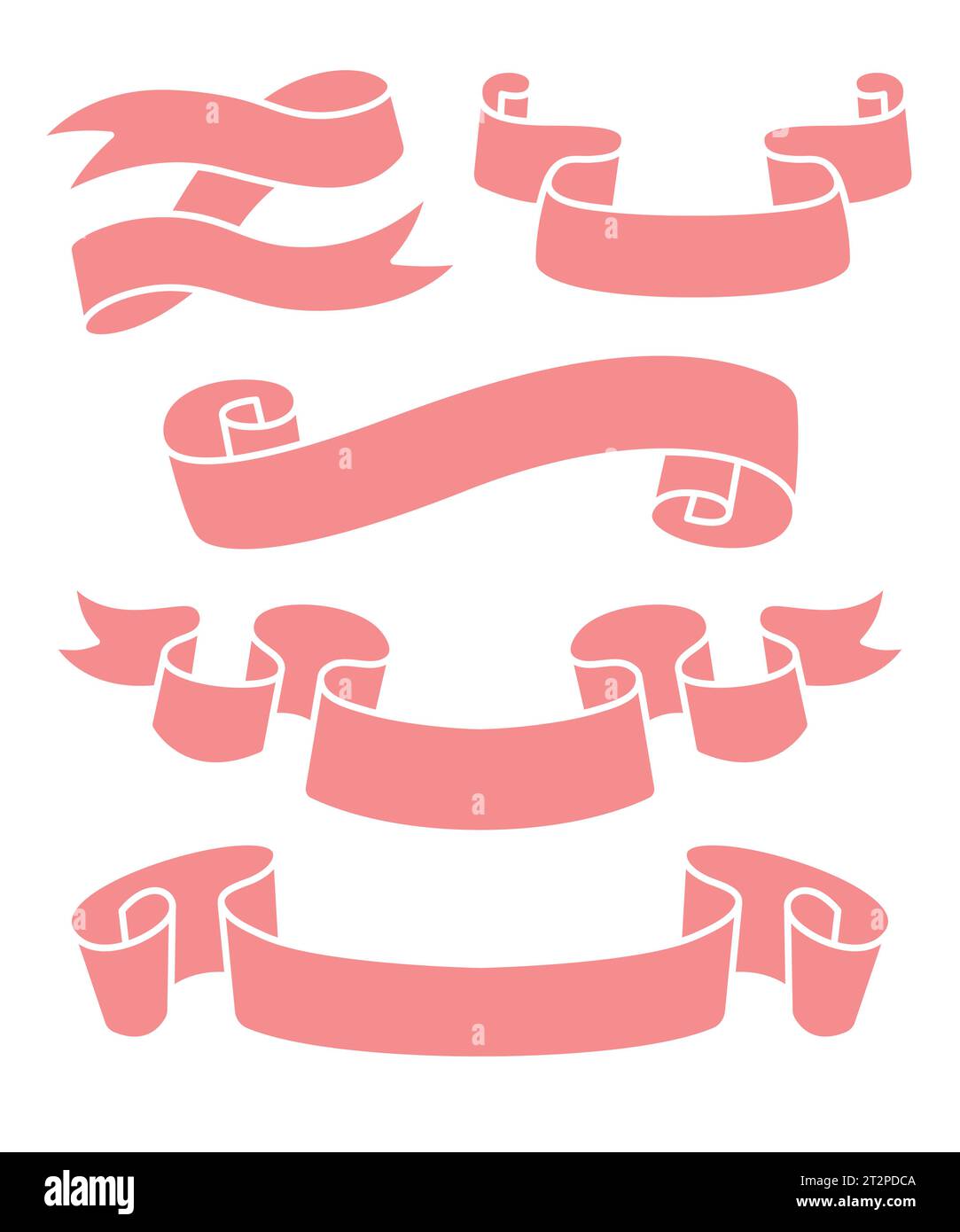 ribbon paper scroll label template silhouette illustration Stock Vector ...