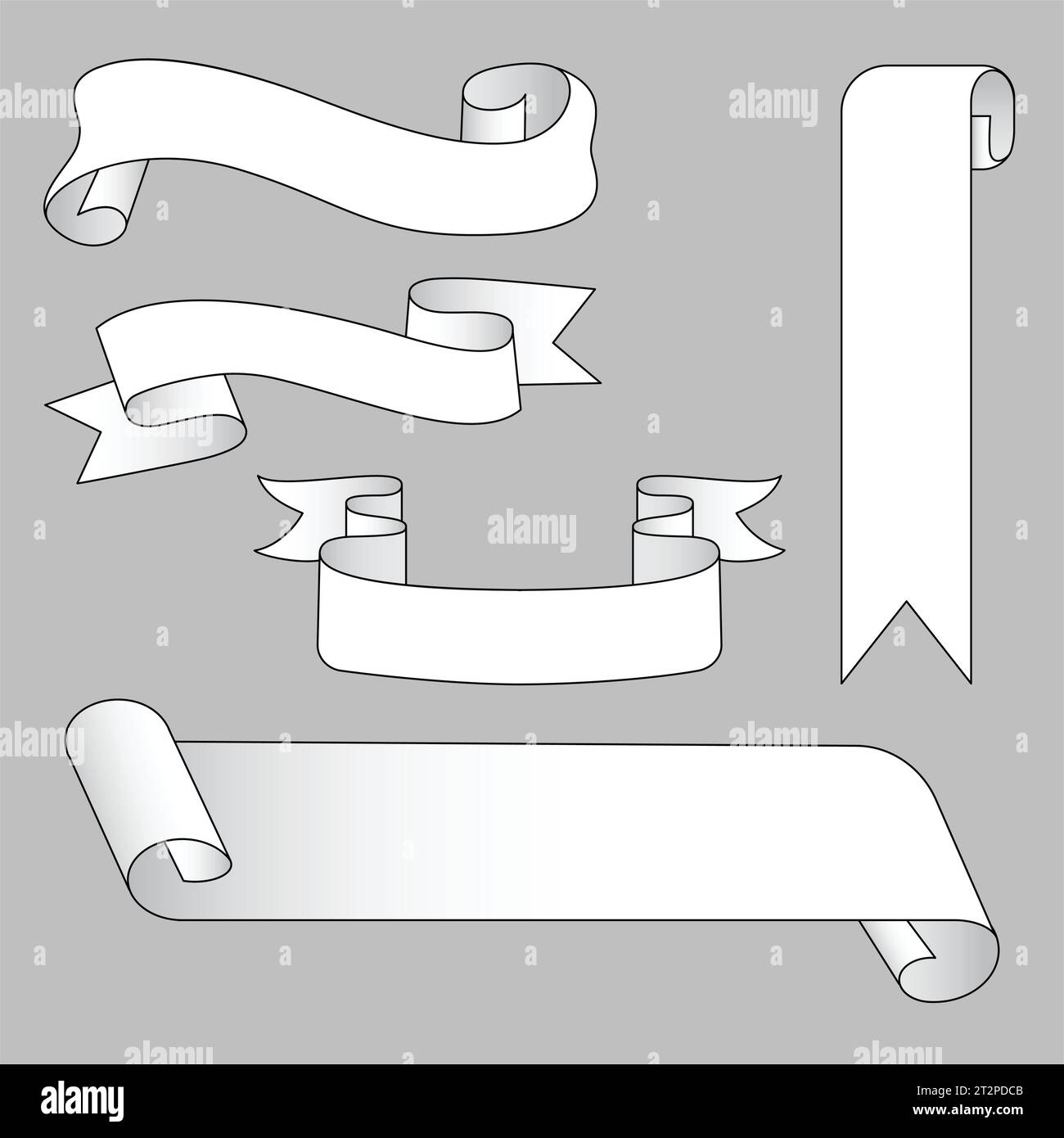 ribbon paper scroll label template silhouette illustration Stock Vector ...
