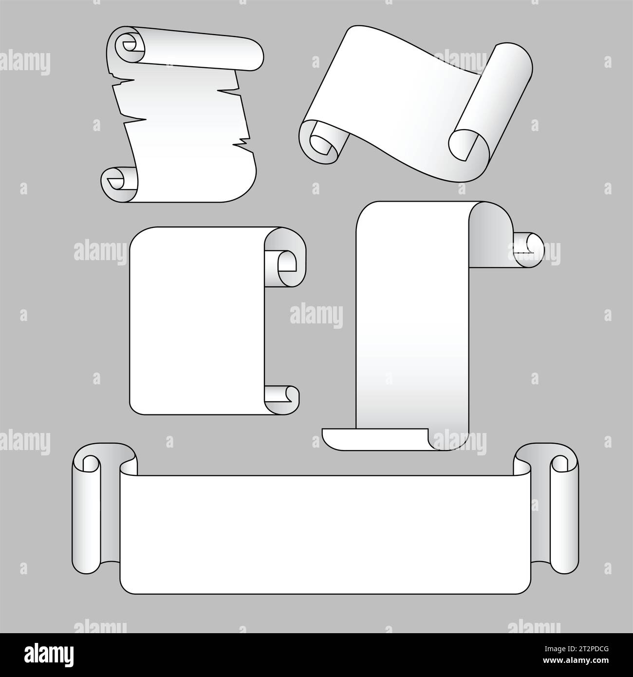 ribbon paper scroll label template silhouette illustration Stock Vector ...