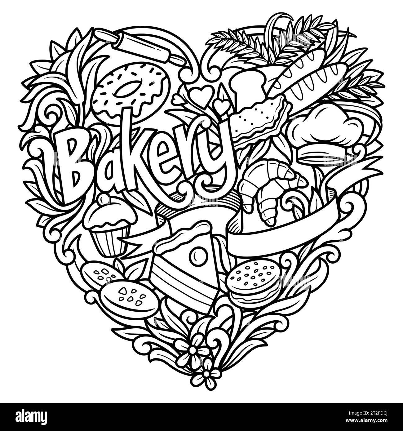 coloring book bakery badge doodle design illustration Stock Vector ...