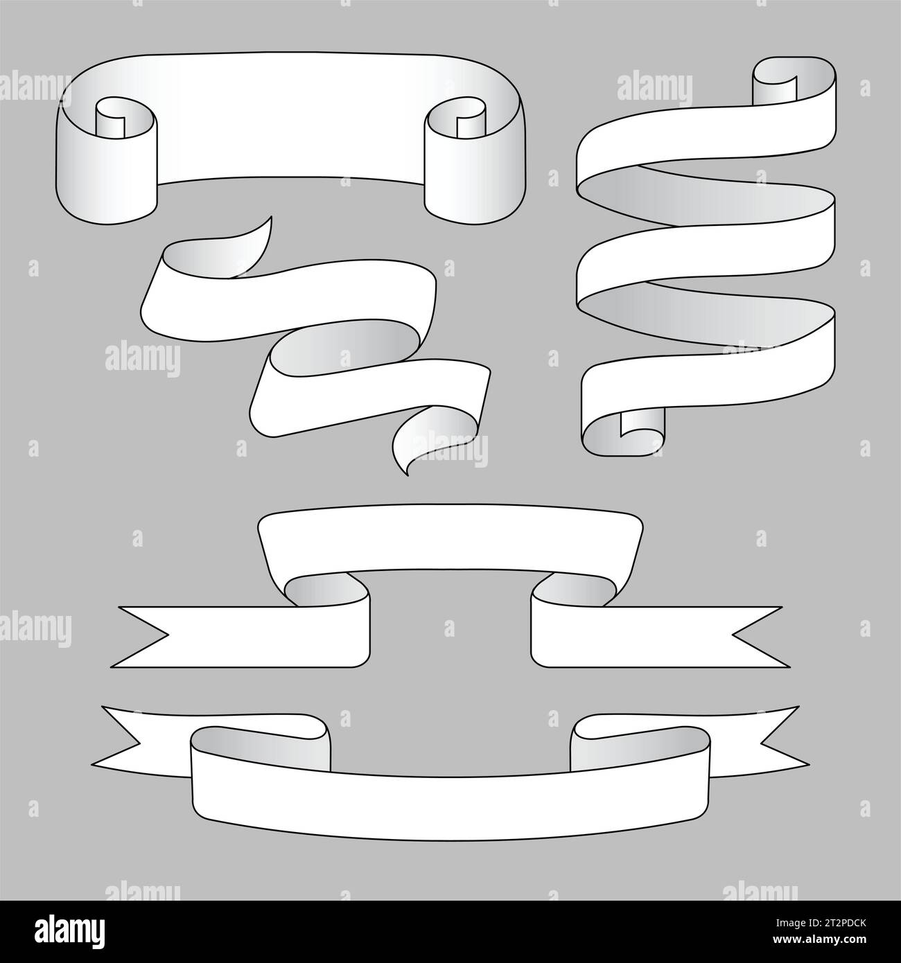 ribbon paper scroll label template silhouette illustration Stock Vector ...